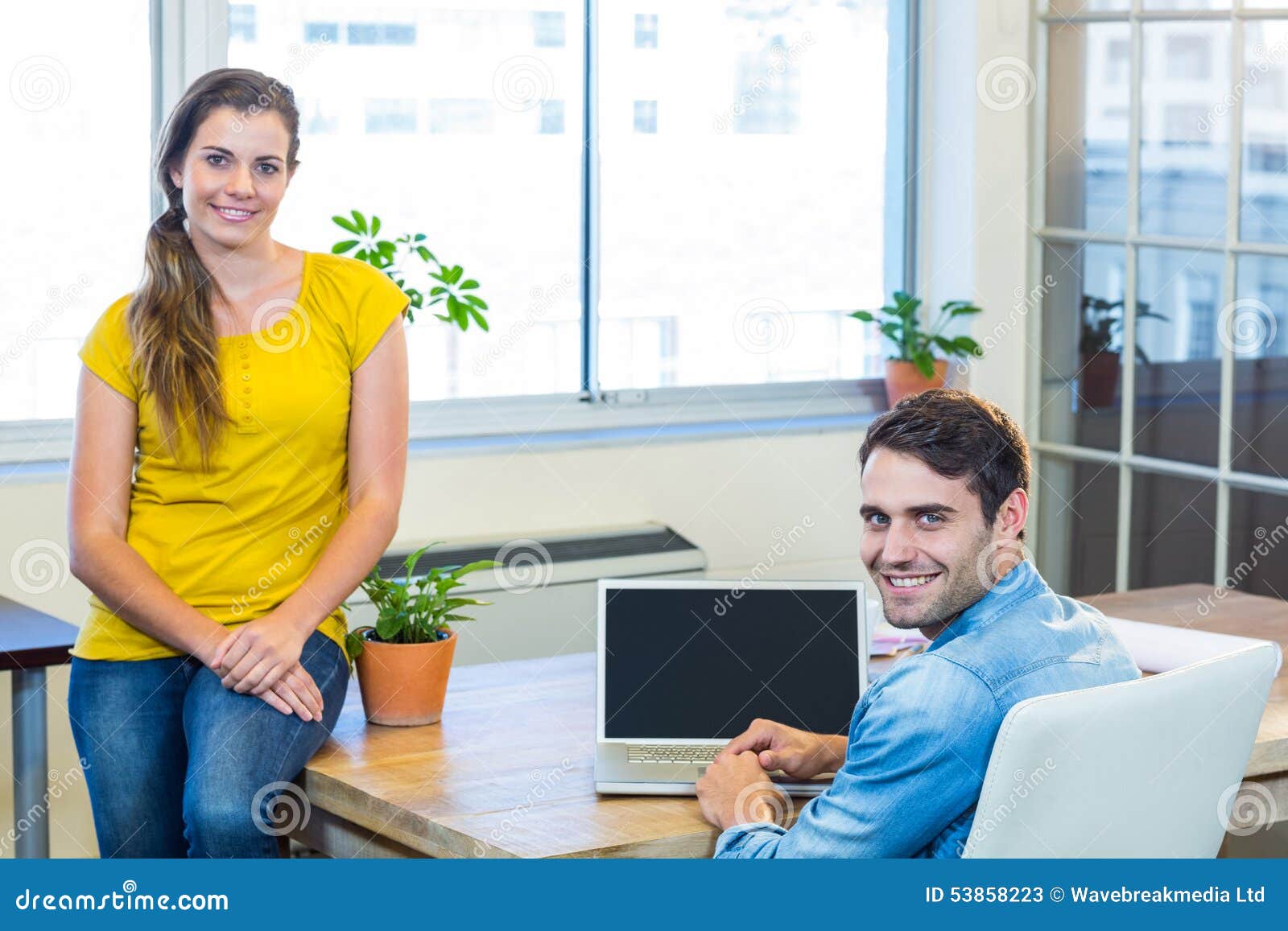 Casual Business Partners Smiling at Camera Stock Image - Image of ...