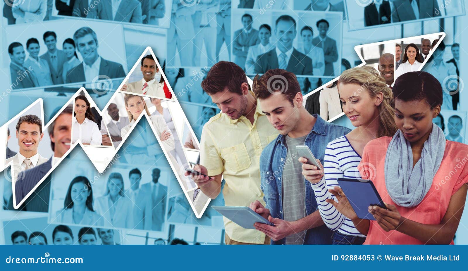 Casual Business People Using Technologies Against Graph Stock Image ...