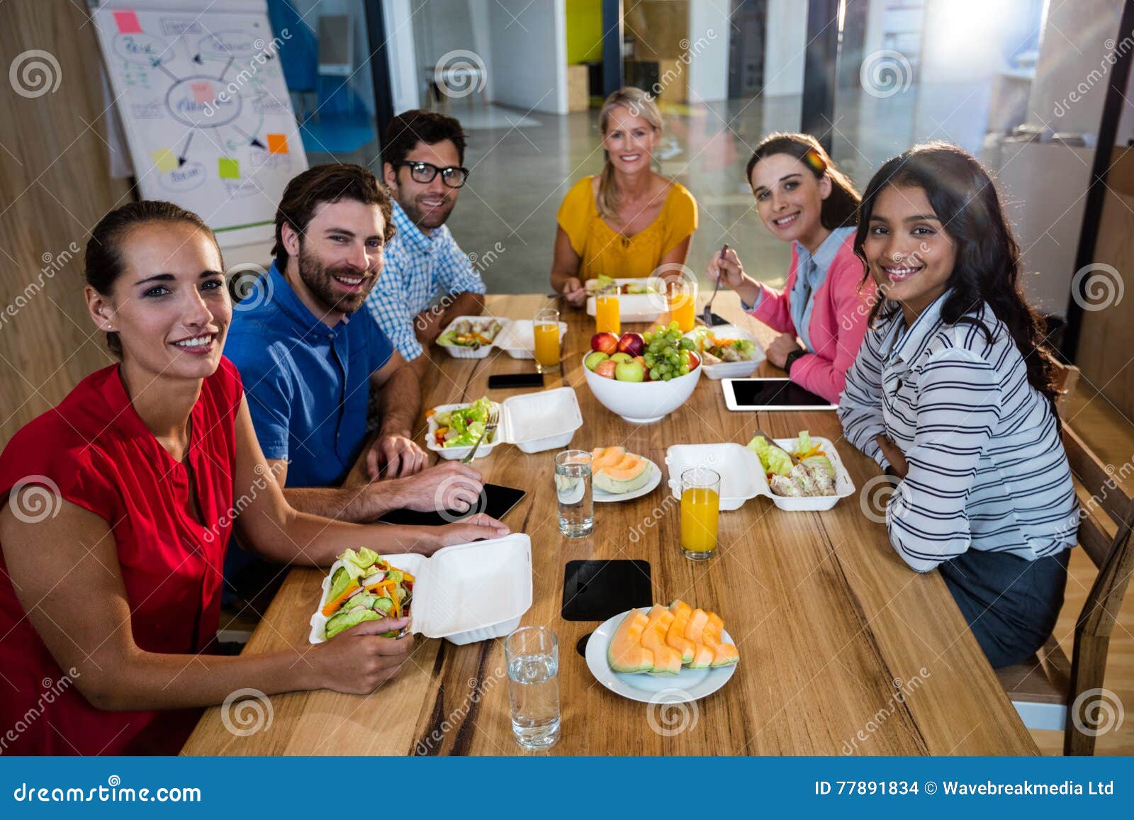 Casual Business Team Eating Together Stock Photo - Image of colleagues ...