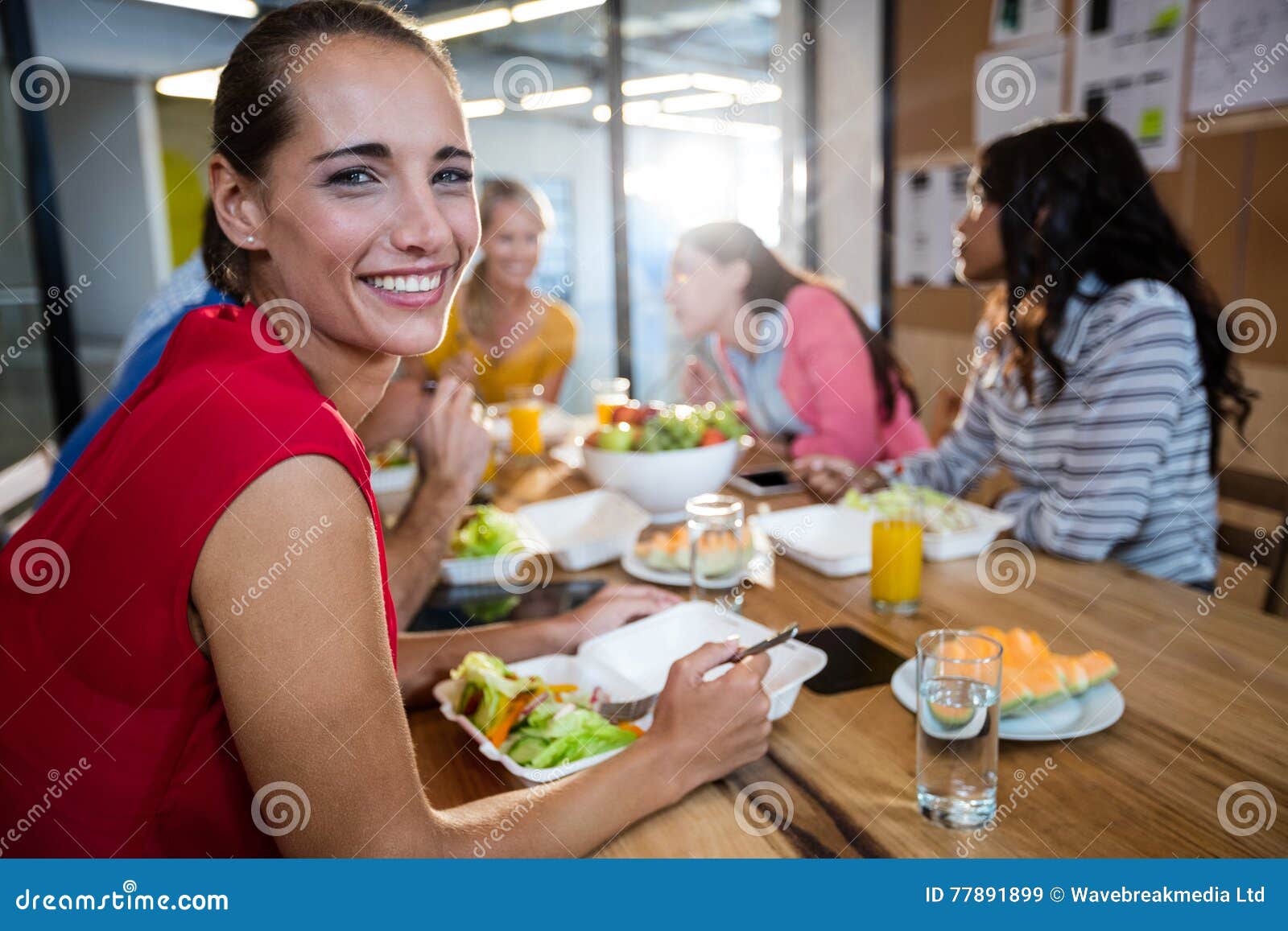 Casual Business Team Eating Together Stock Image - Image of healthy ...