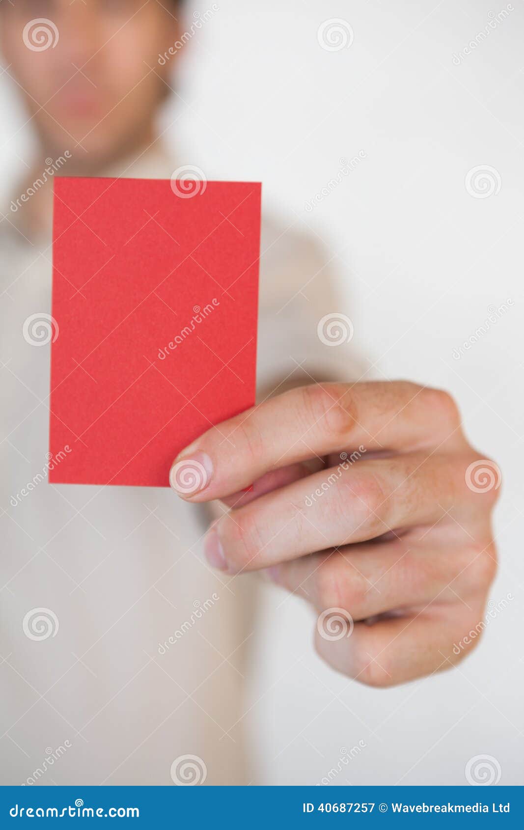 Casual Businessman Showing Red Card Stock Image - Image of holding ...