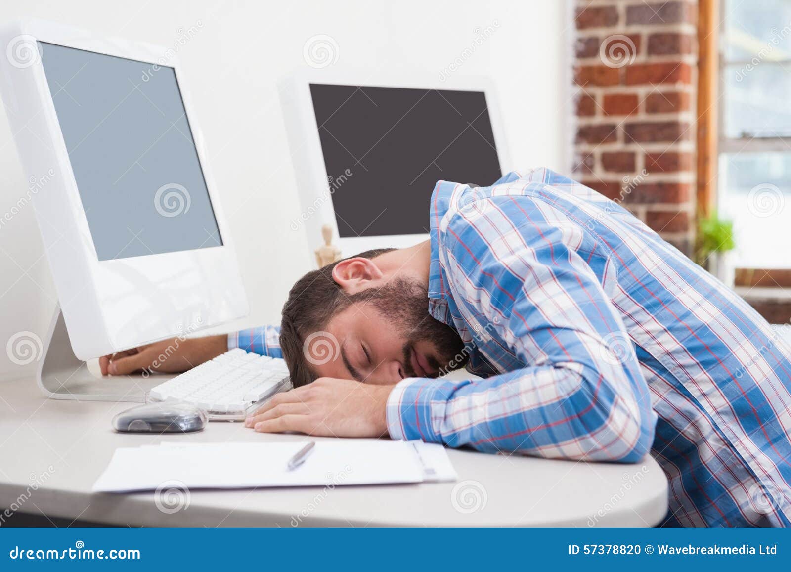 Casual Businessman Sleeping at His Desk Stock Photo - Image of design ...