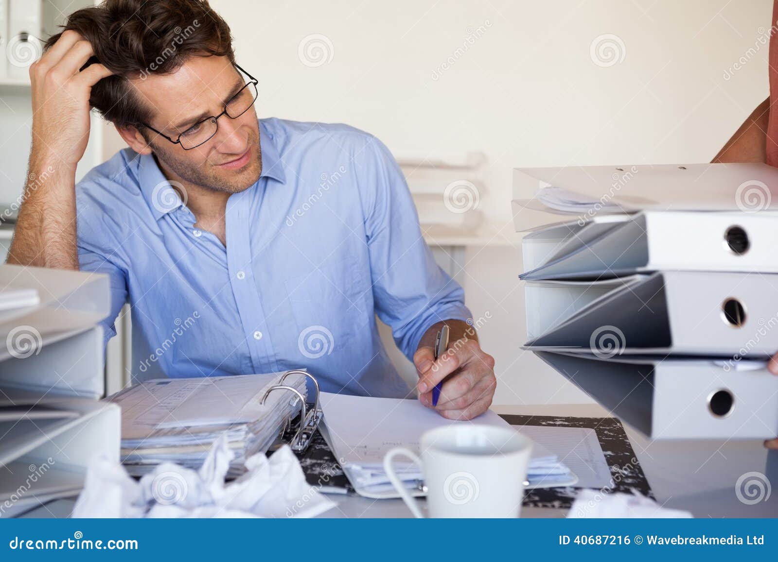 Casual Businessmans Workload Getting Bigger And Bigger Stock Photo ...