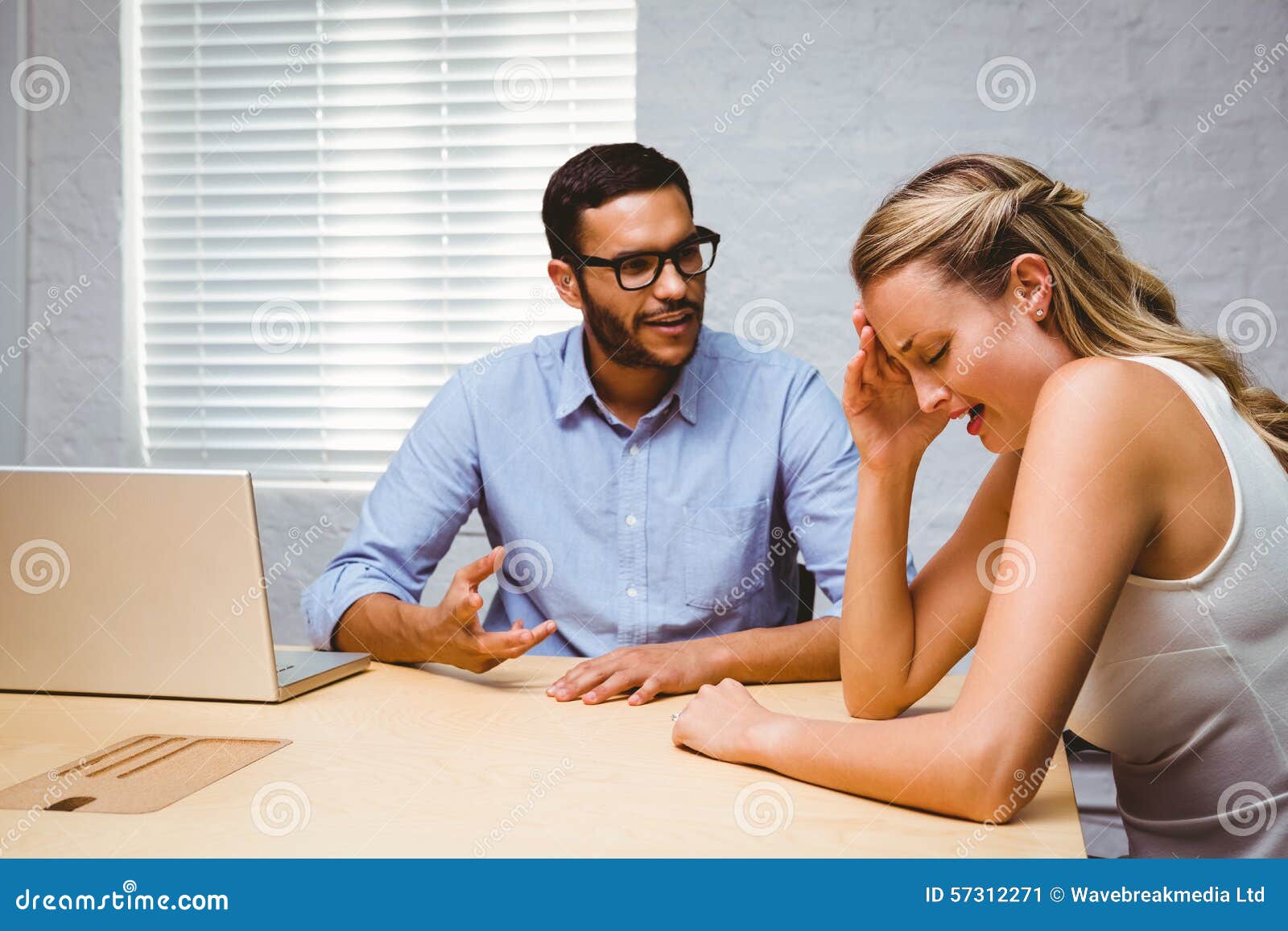 Casual Colleagues in an Argument at Desk Stock Image - Image of ...