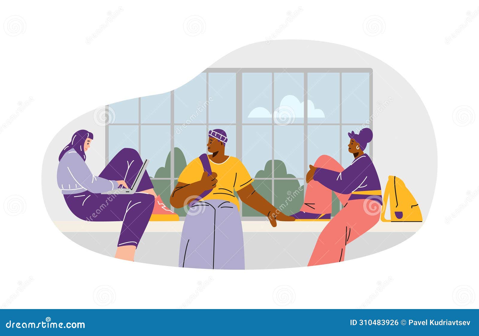 Casual College Study Group Vector Illustration Stock Vector ...