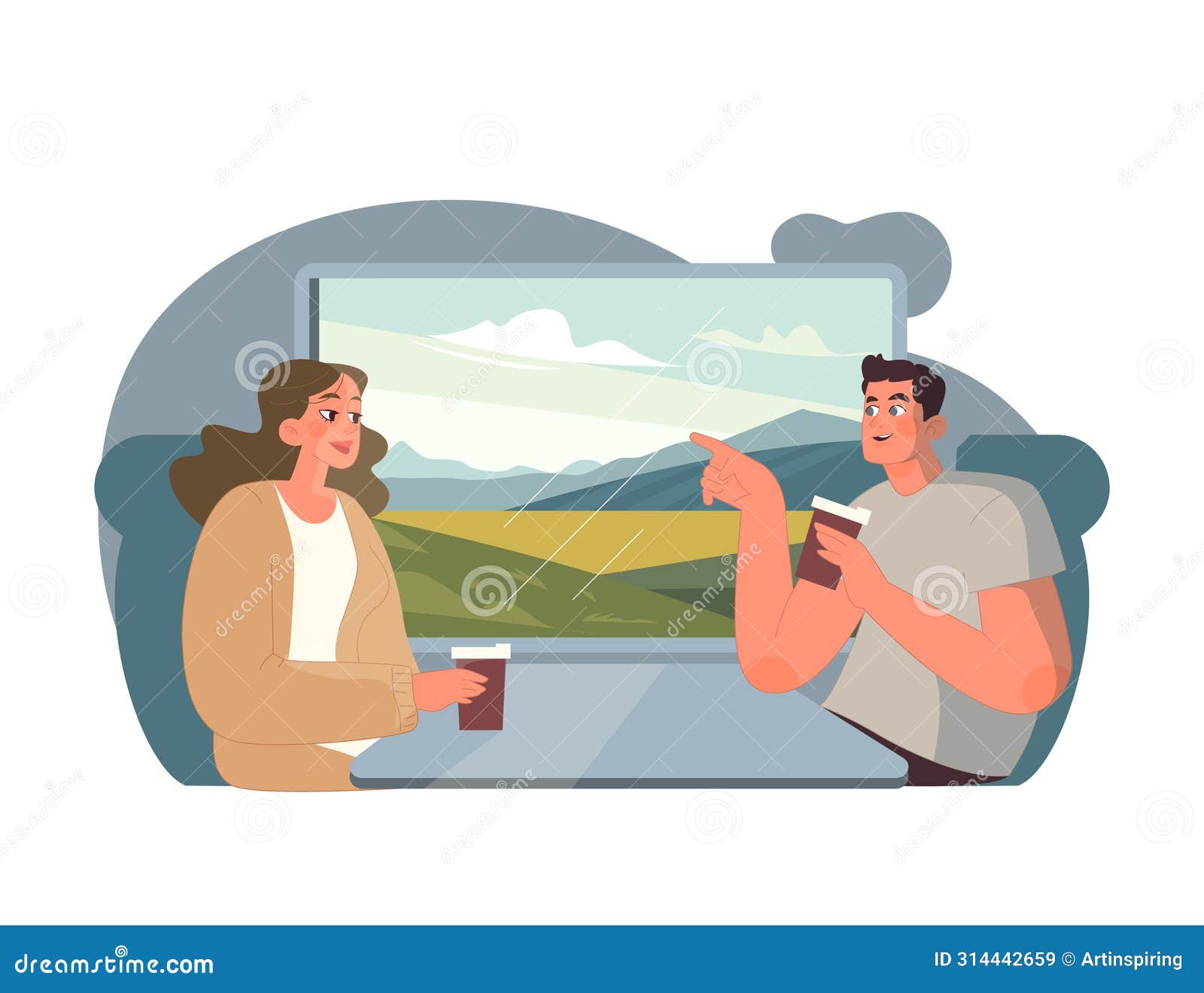 Casual Conversation on Train. Stock Vector - Illustration of clouds ...