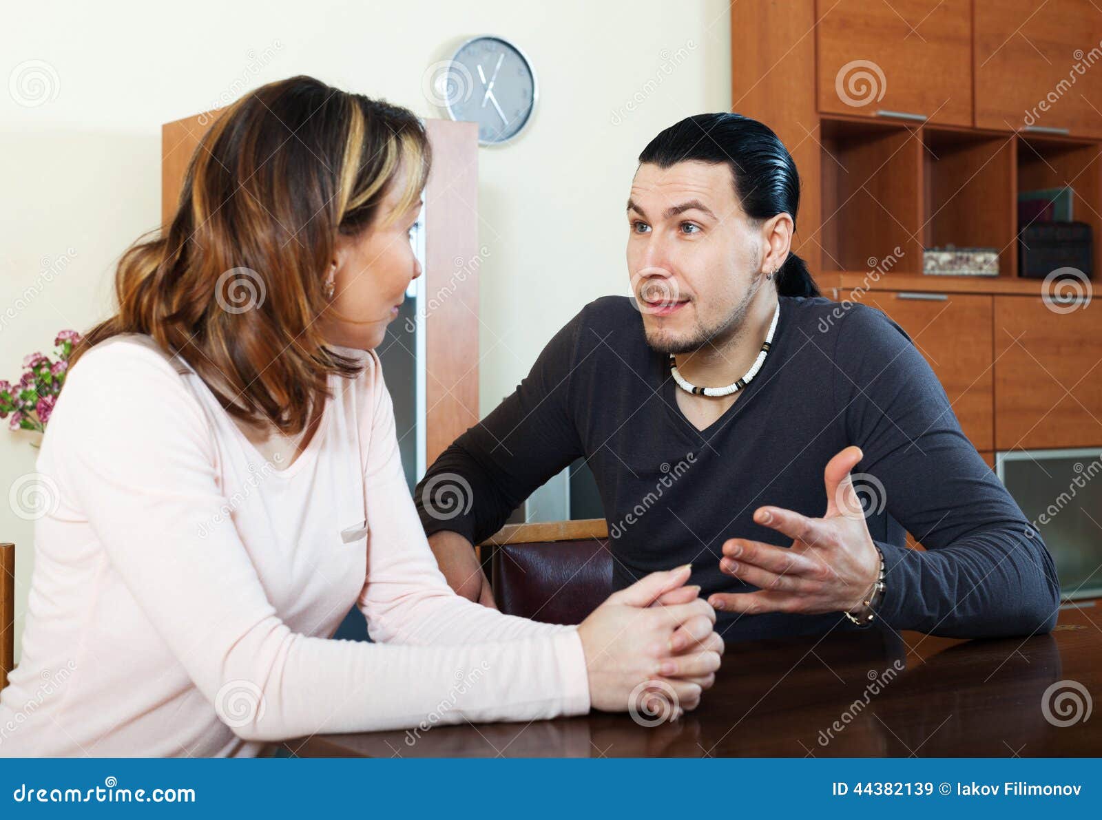 Casual Couple Having Serious Talking Stock Image - Image of compromise ...
