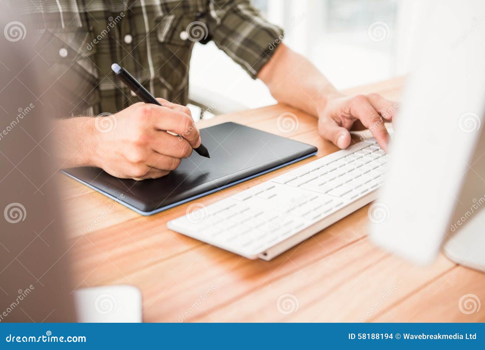 Casual Designer Using Computer and Digitizer Stock Photo - Image of ...