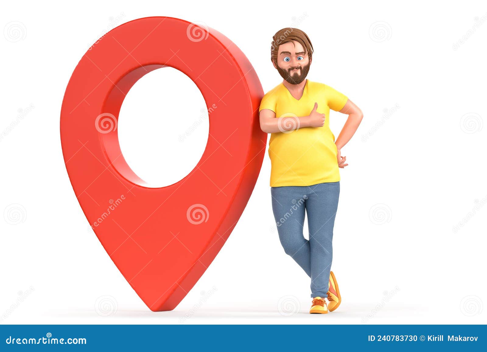Casual Dressed Man Leaned On Map Location Pin. Navigation Concept ...