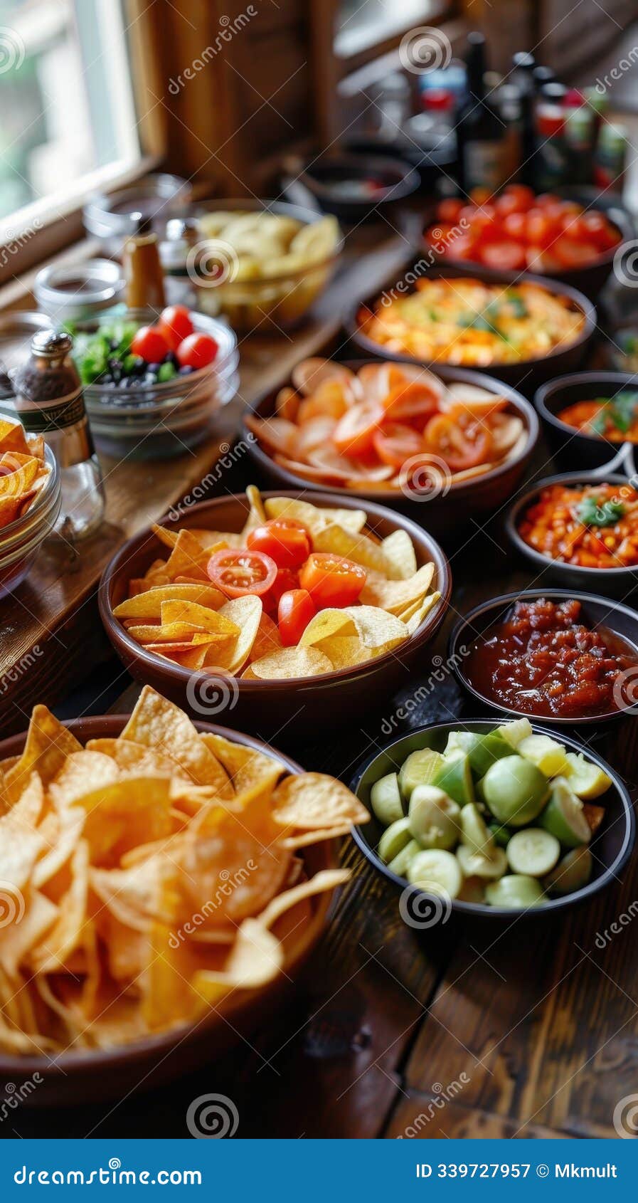 A Casual Gathering with Assorted Bowls of Chips and Condiments for a ...