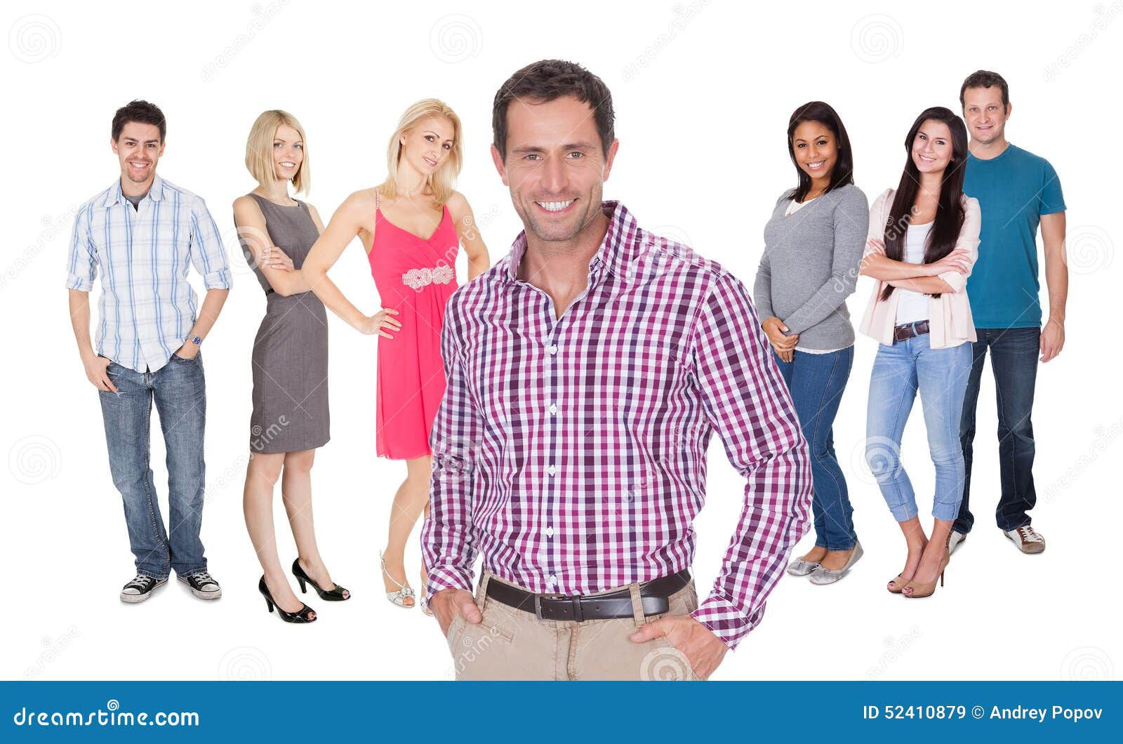 Casual Group Of People Standing Over White Royalty-Free Stock Photo ...
