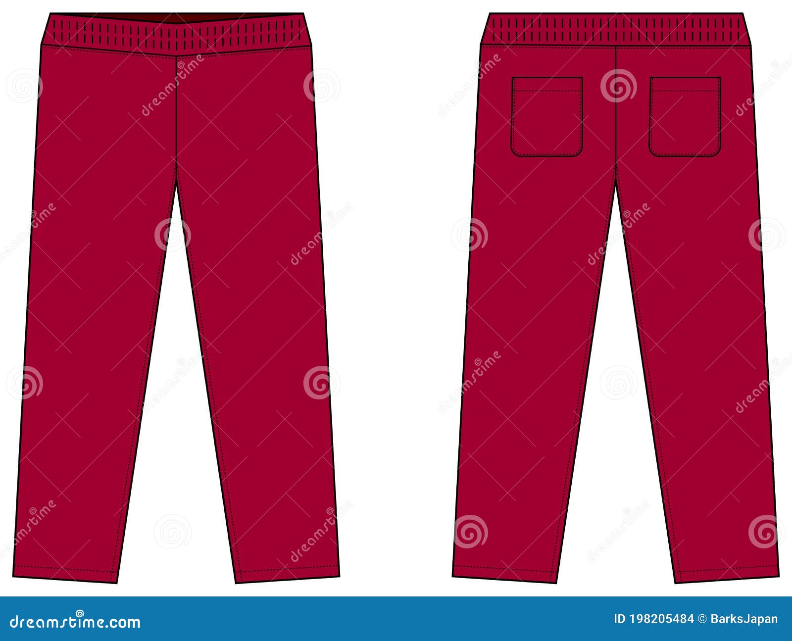 Casual Jersey Pants / Sweat Pants Template Vector Illustration / Red ...