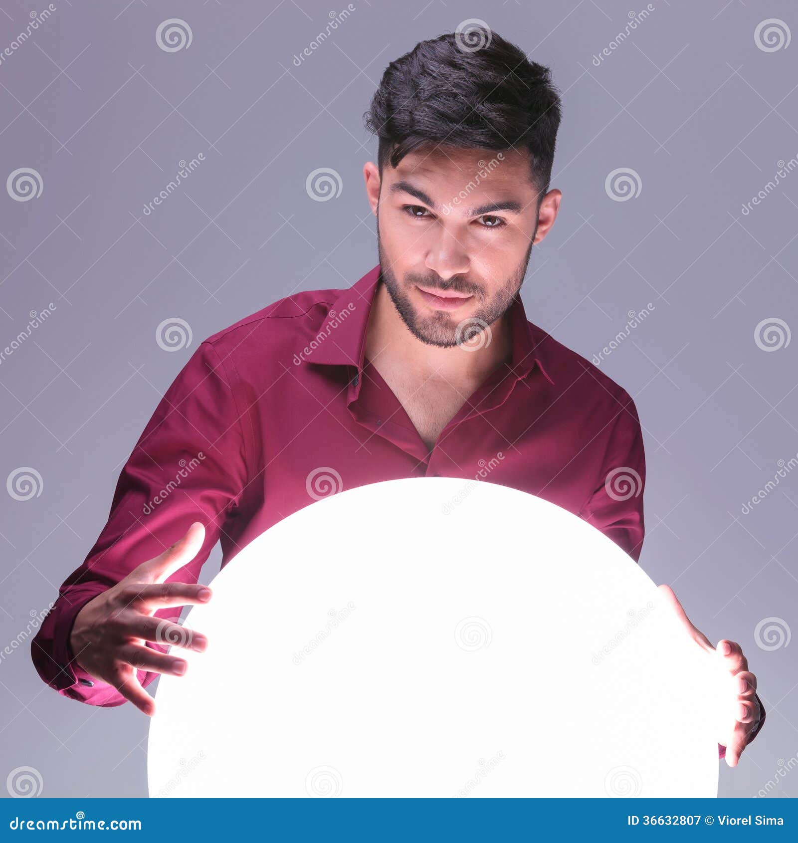Casual Man Acting As a Fortune Teller Stock Image - Image of teller ...