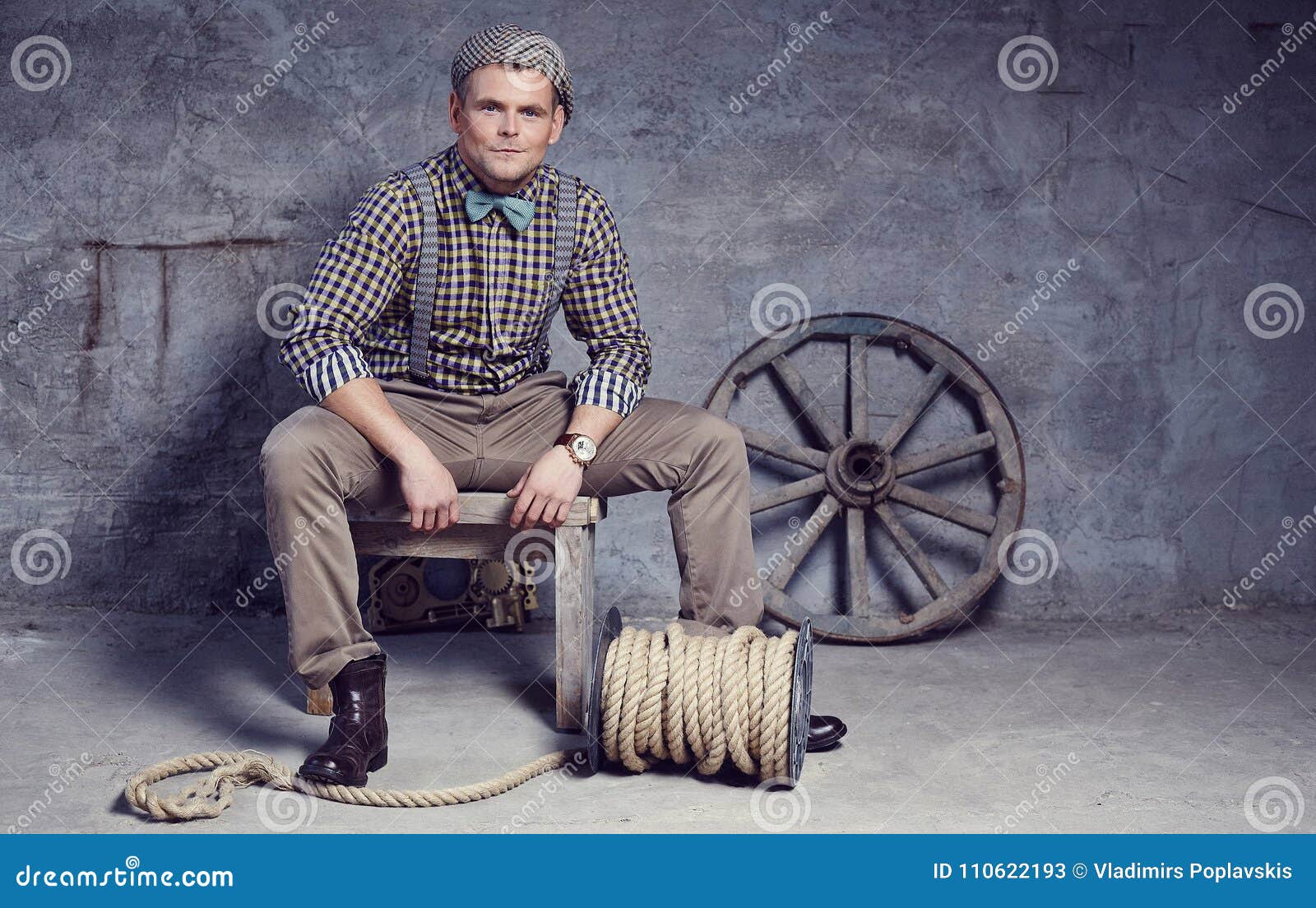 Full Body Portrait of a Guy in a Bow Tie. Stock Image - Image of facial ...