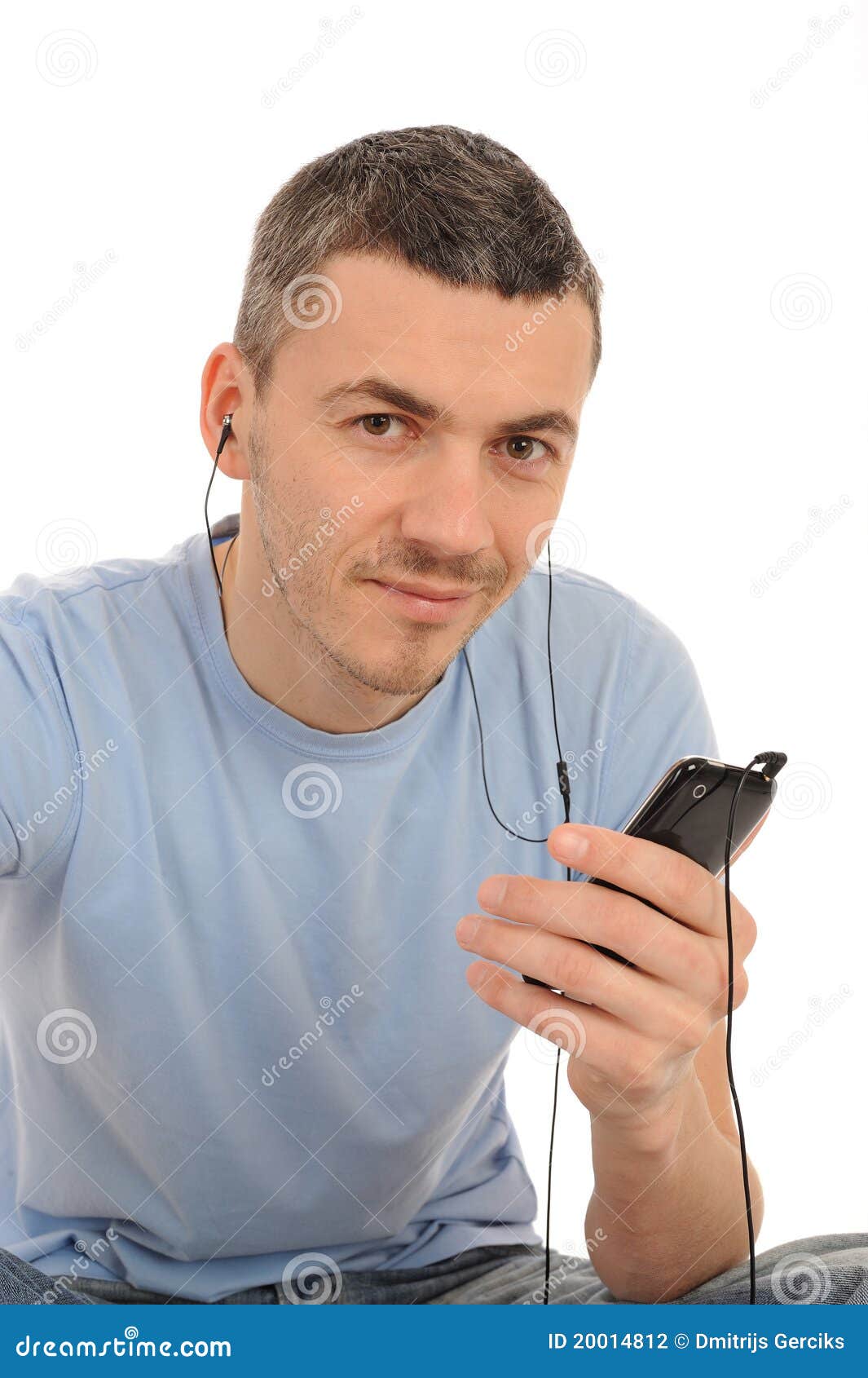 Casual Man with Cell Phone and Headphones Stock Photo - Image of phone ...