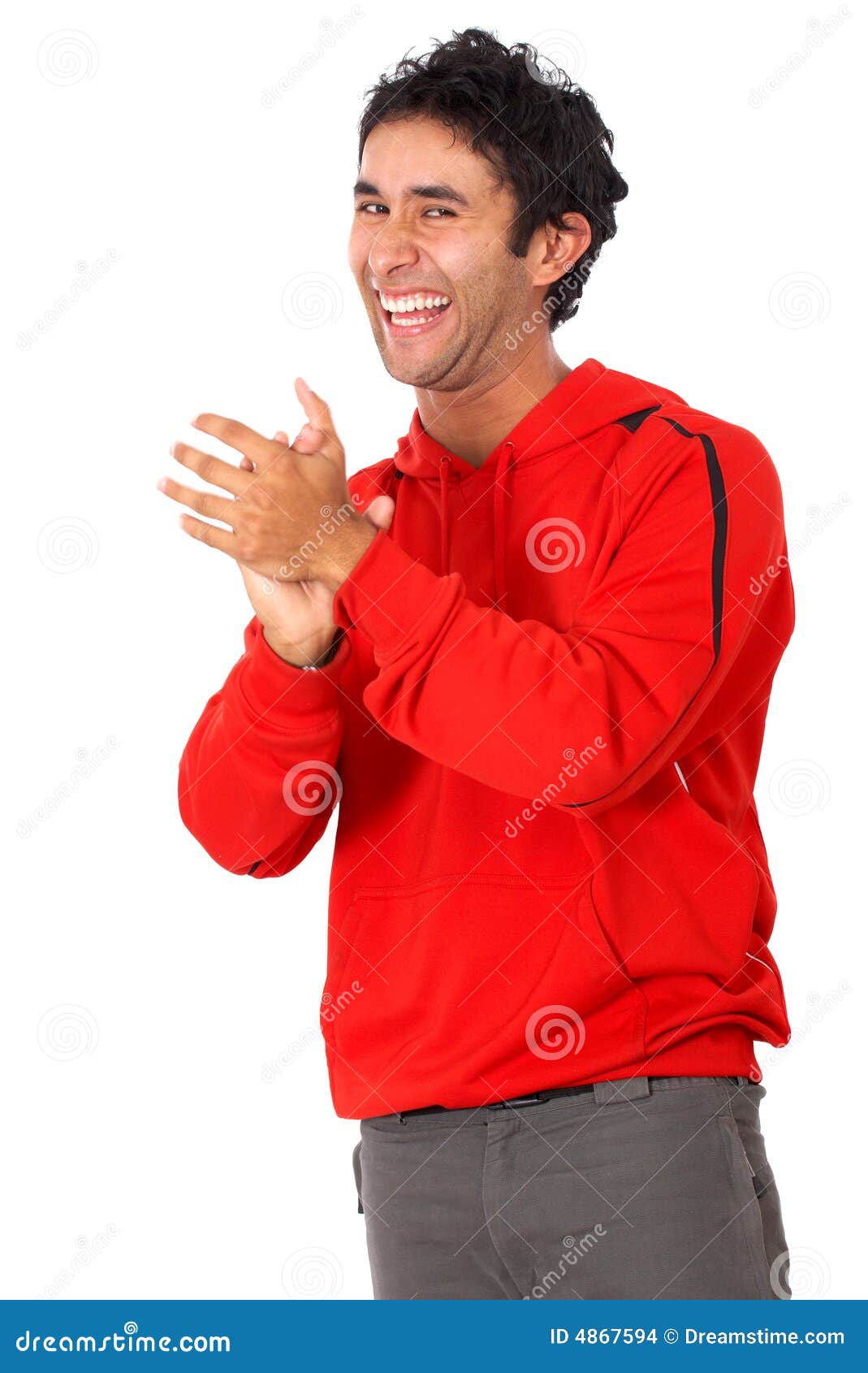 Casual man clapping stock photo. Image of brown, white - 4867594