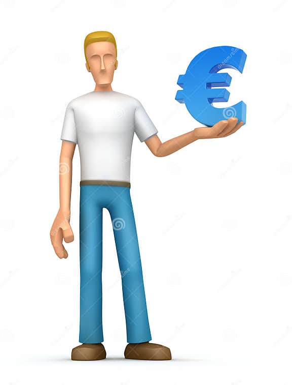 Casual man with euro stock illustration. Illustration of human - 13518949