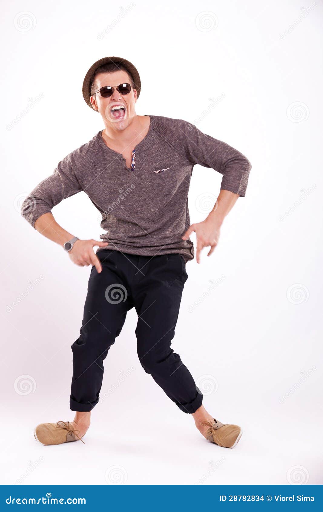 Casual man fooling around stock photo. Image of arms - 28782834