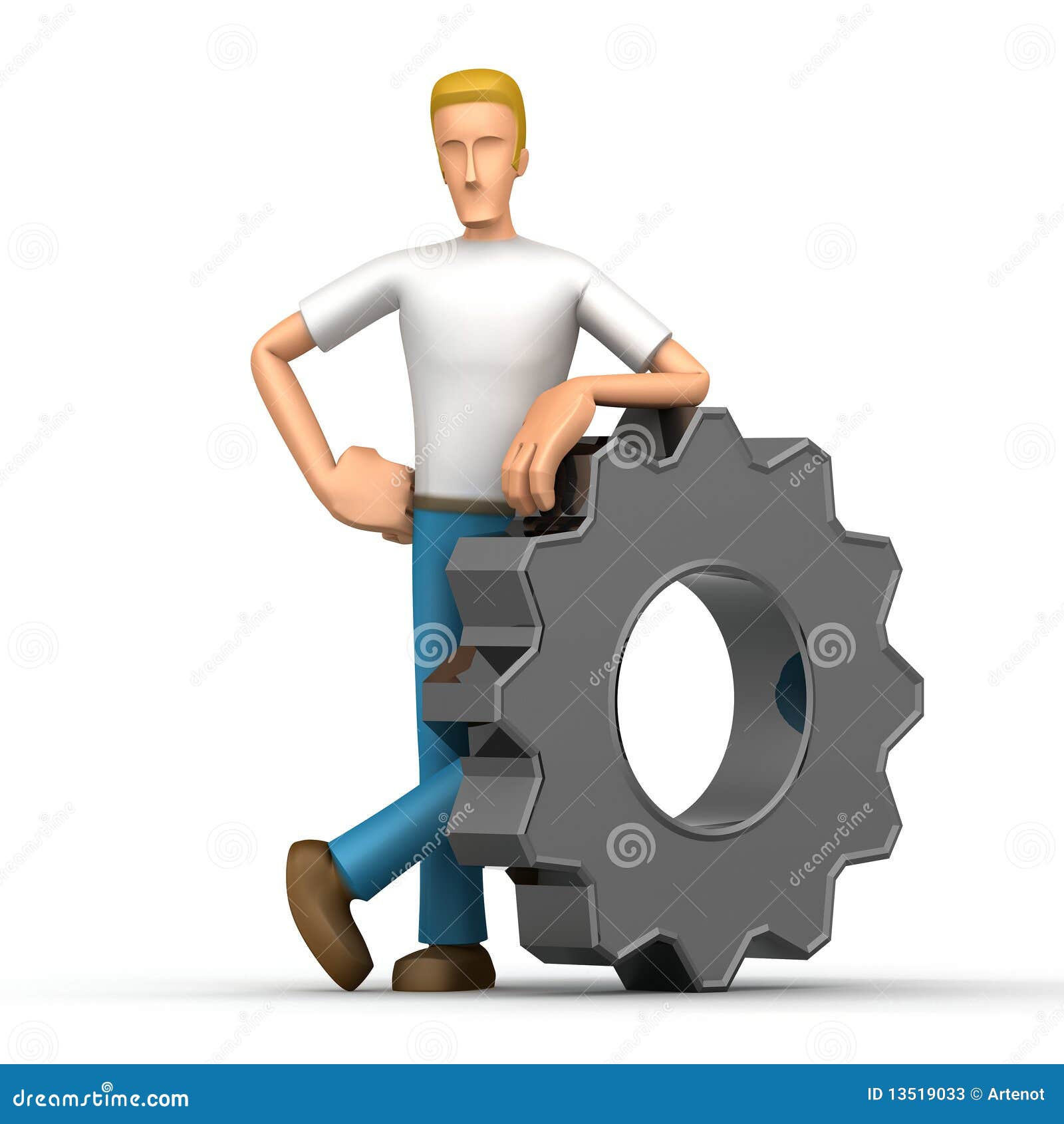 Casual man with gear stock illustration. Illustration of element - 13519033