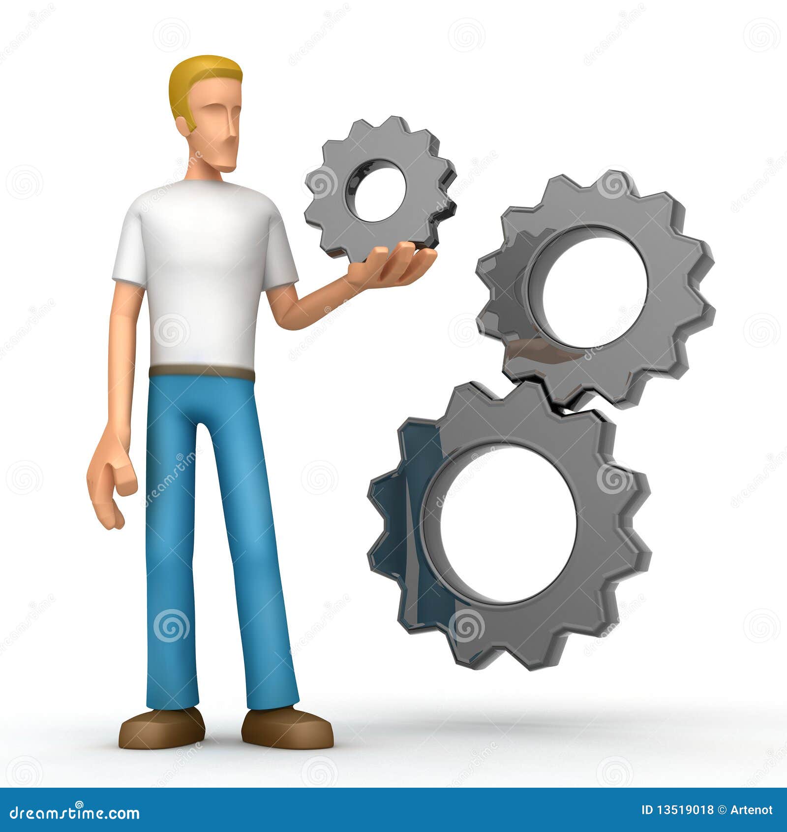 Casual man with gears stock illustration. Illustration of machine ...