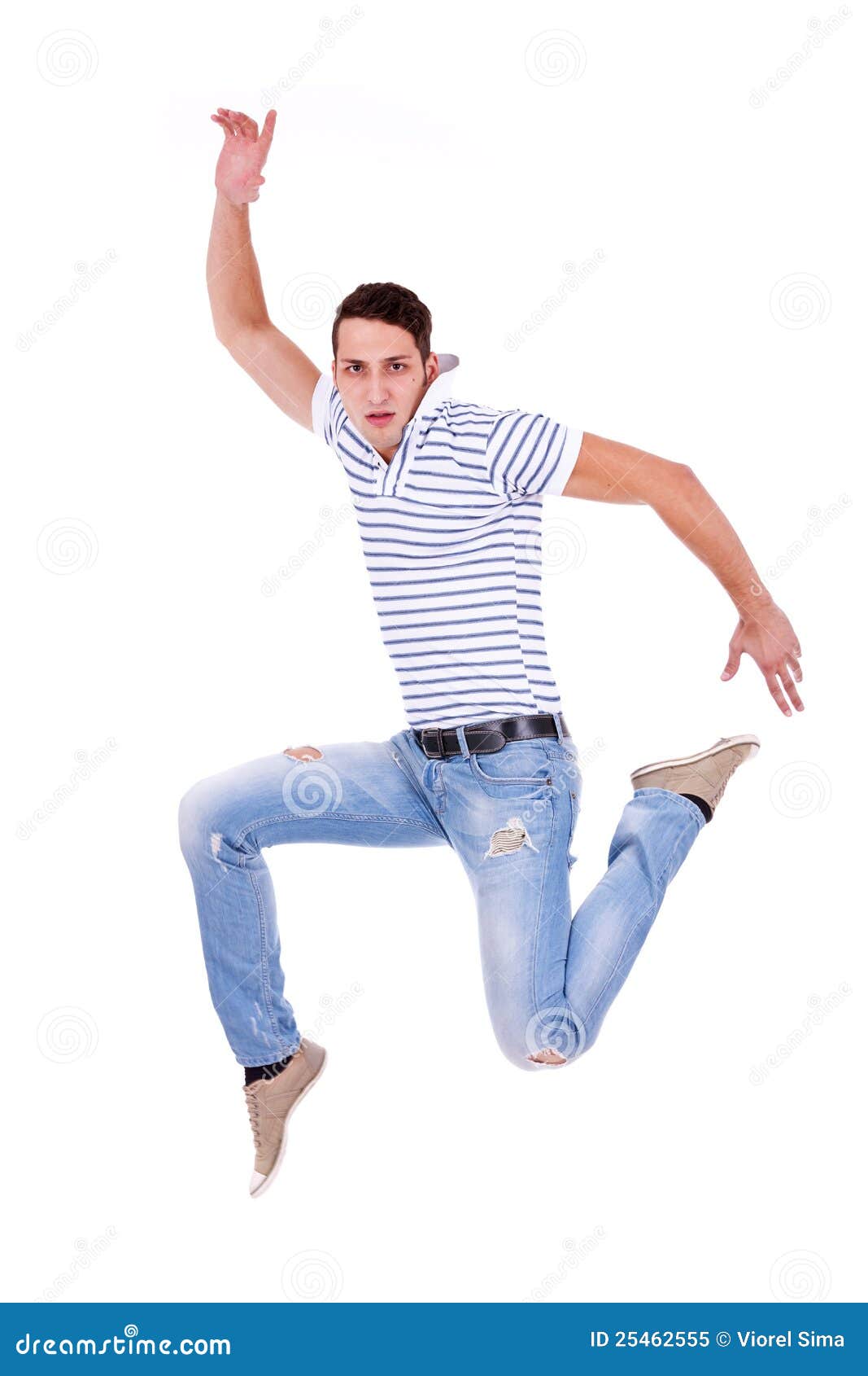 Casual man jumping of joy stock image. Image of alone - 25462555