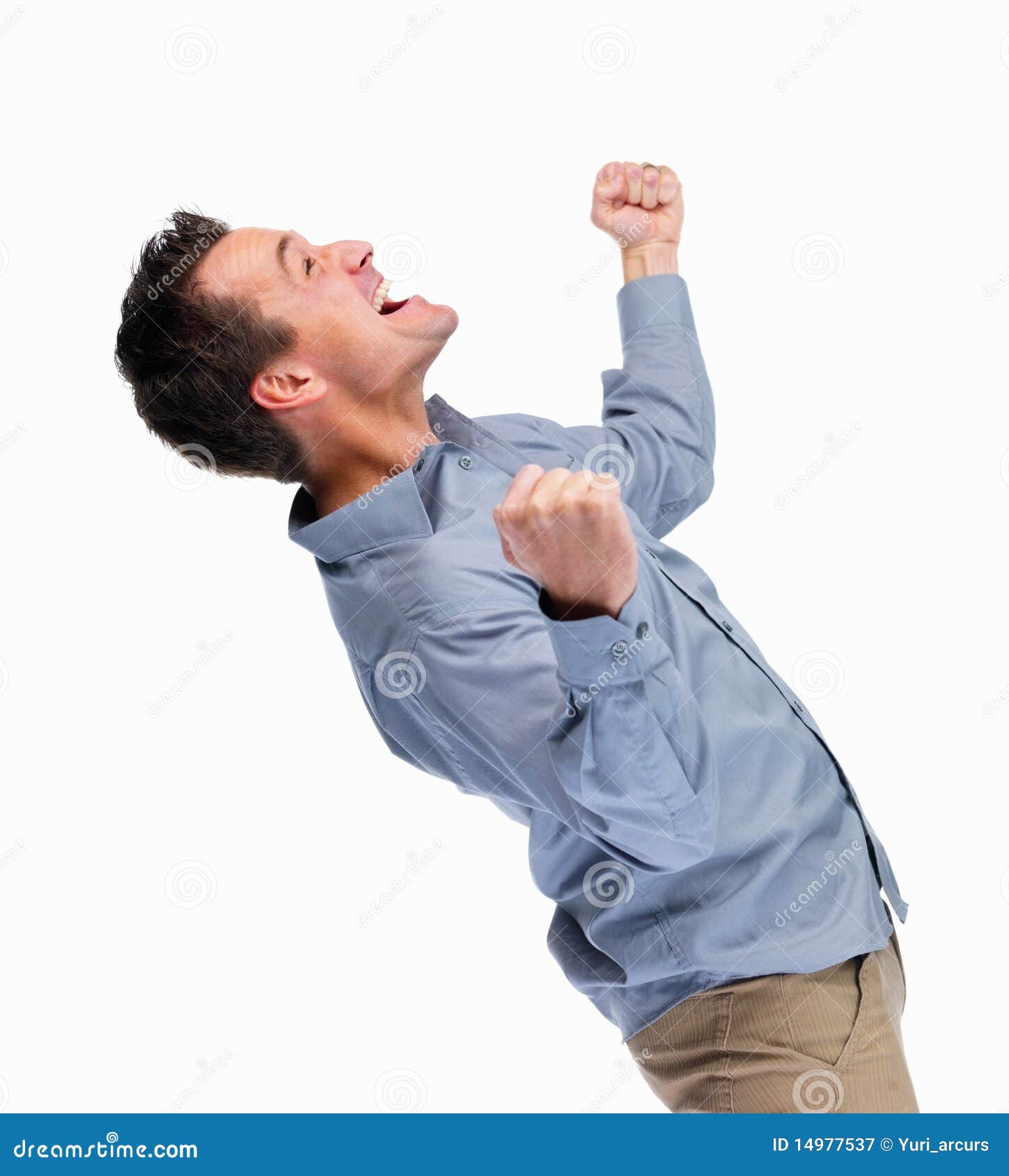 Stock Photo: Casual man looking very happy. Image: