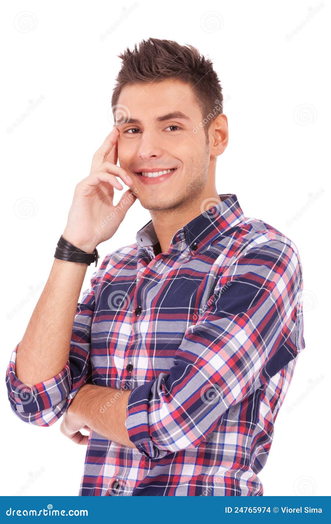 Casual Man in a Pensive Pose Stock Photo - Image of attractive, fashion ...