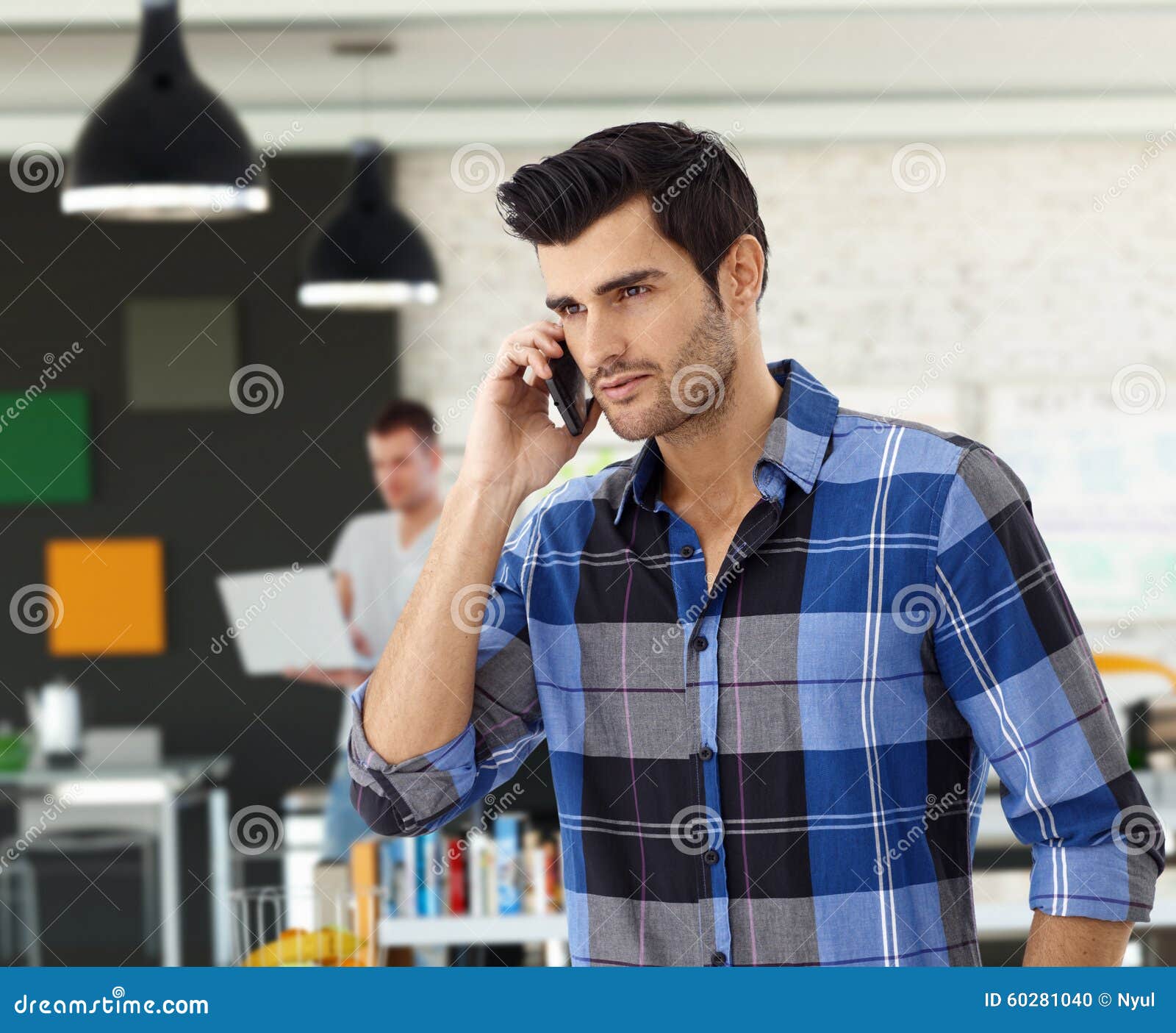 Casual Man on the Phone at Office Stock Photo - Image of entrepreneurs ...