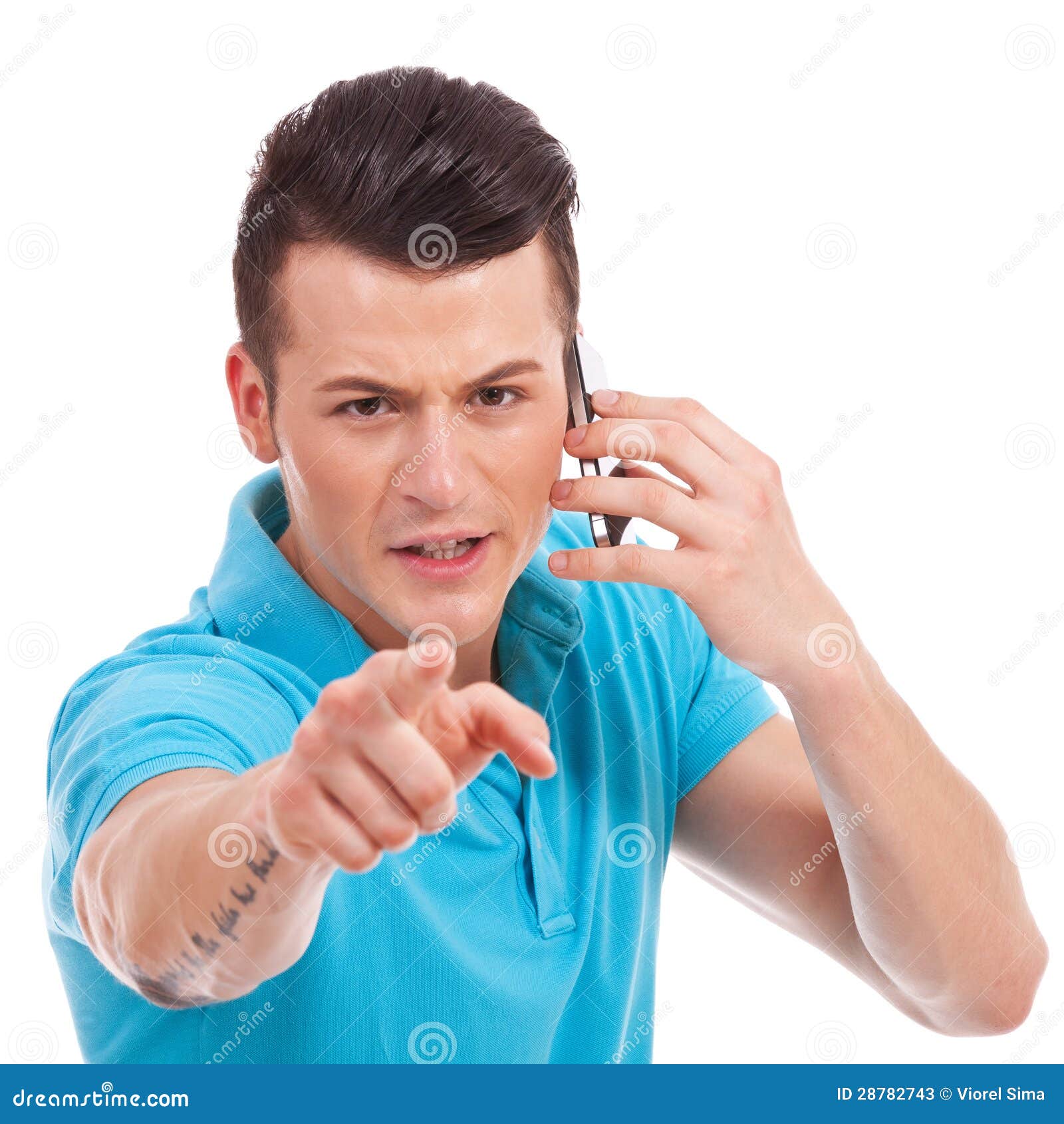 Casual Man Pointing Angrily at Camera Stock Image - Image of caucasian ...