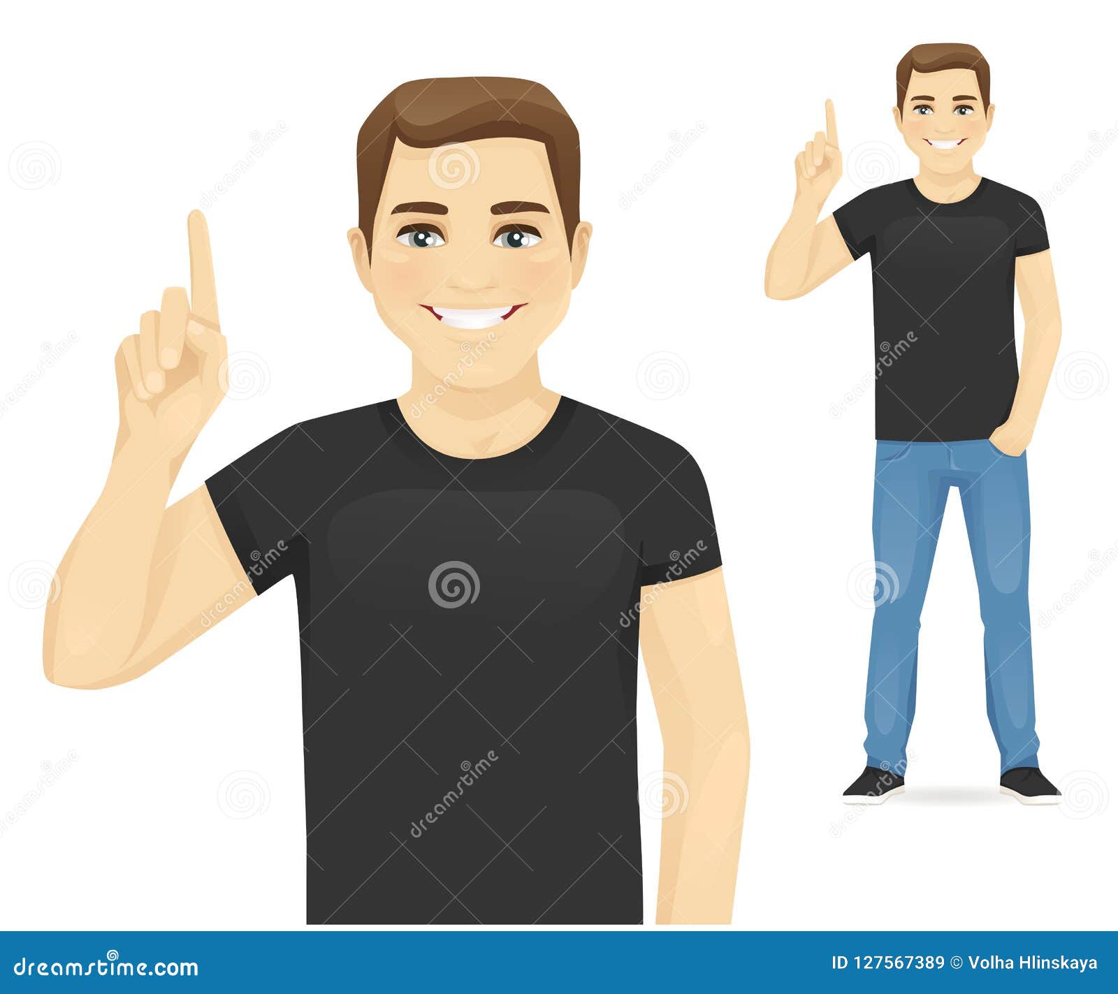 Casual man pointing up stock vector. Illustration of gesturing - 127567389