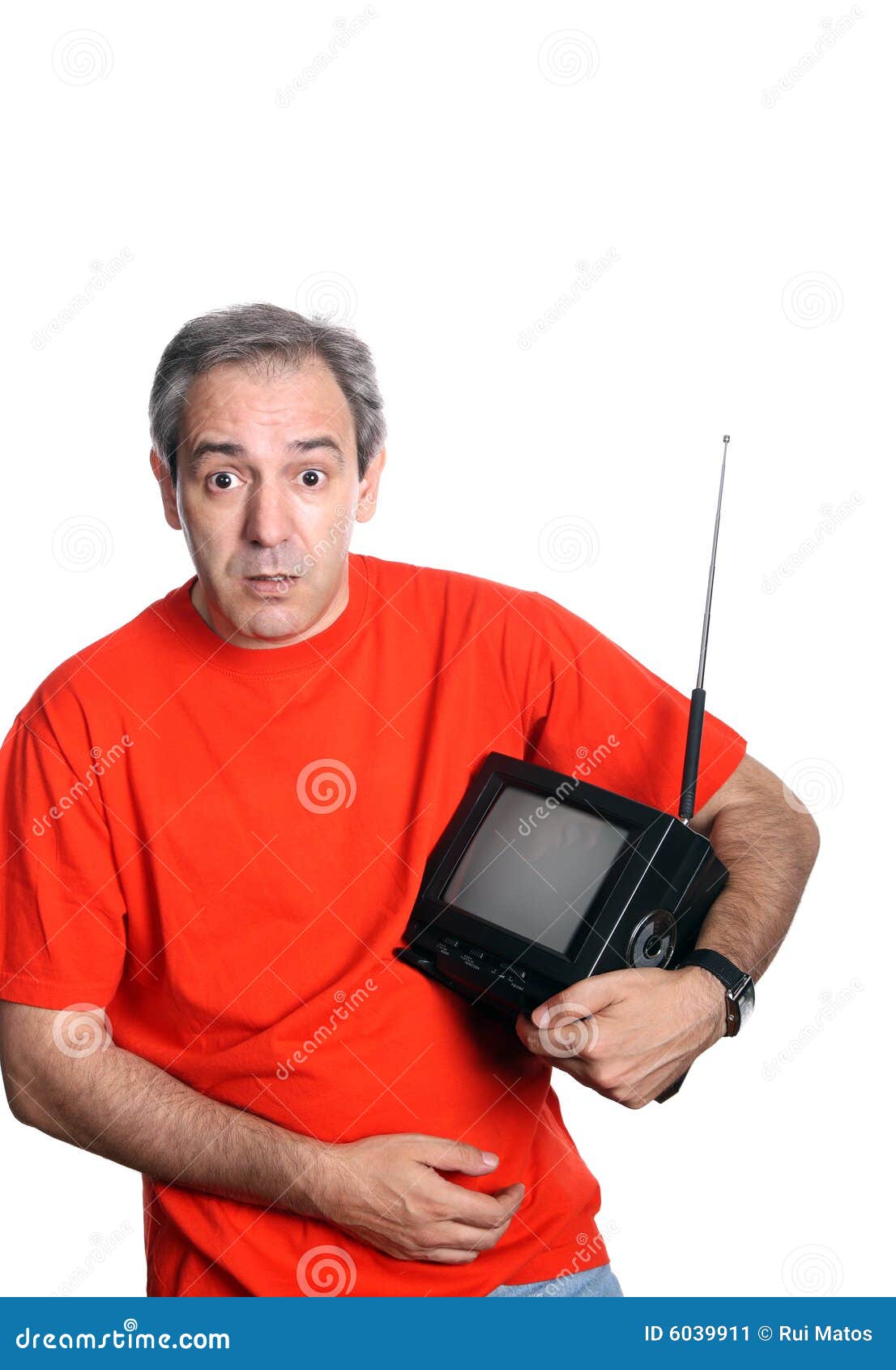 Casual Man Portrait with a TV Set Stock Image - Image of antenna, idea ...