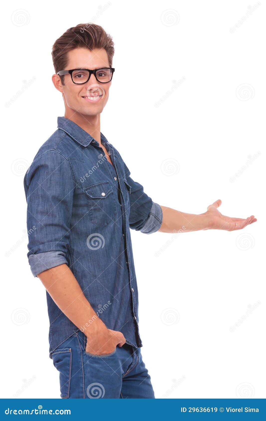 Casual Man Presenting in Back Stock Image - Image of natural, clothes ...