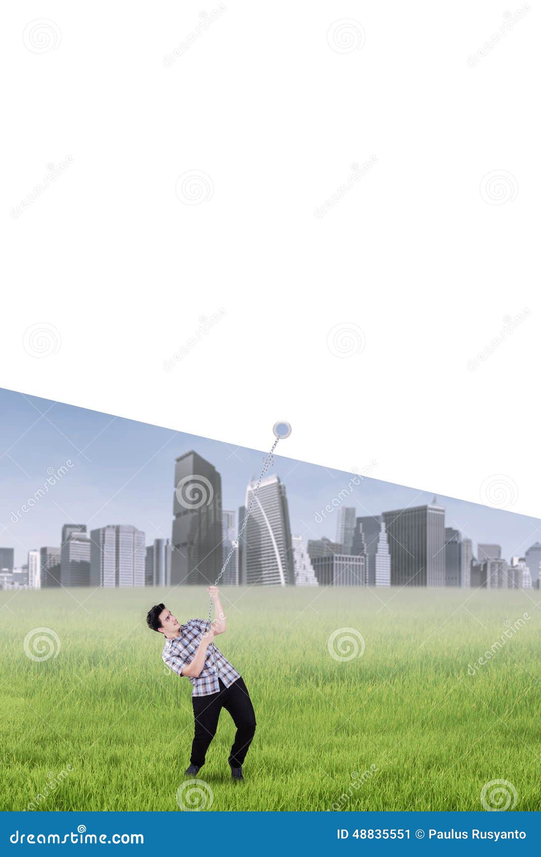Casual Man Pulling Empty Poster Stock Image - Image of change, grass ...