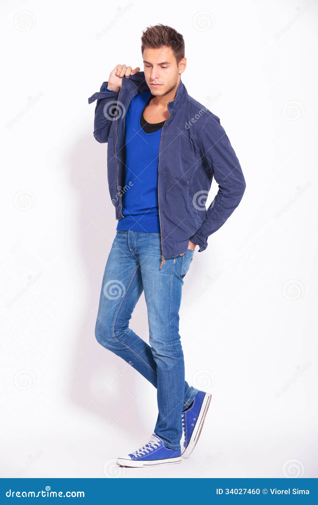 Casual Man Pulling His Jacket Stock Photo - Image of beautiful, jacket ...