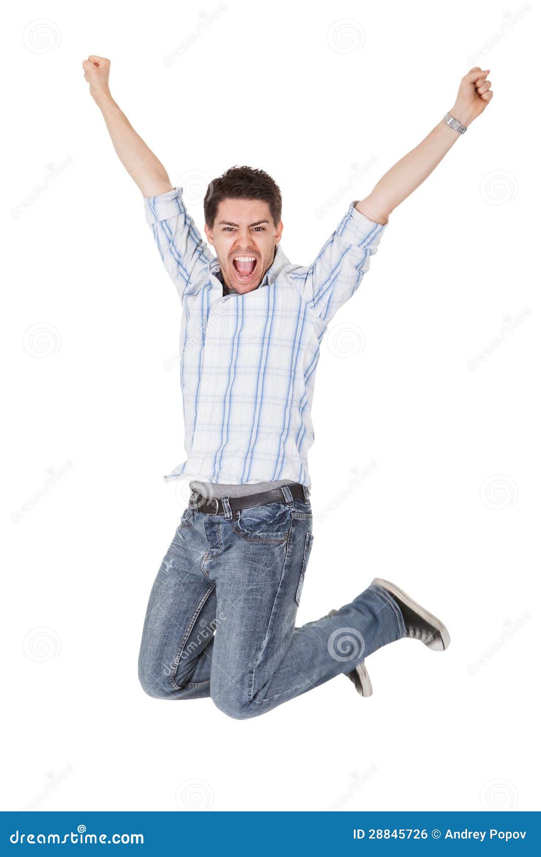 Casual Man Shouting for Joy Stock Photo - Image of happy, caucasian ...