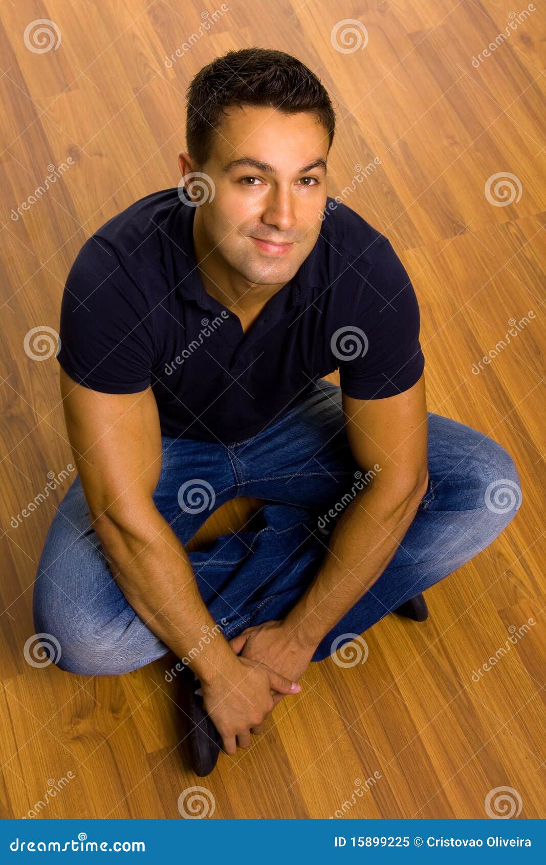 Casual Man Sitting on the Floor Stock Image - Image of male, clothing ...