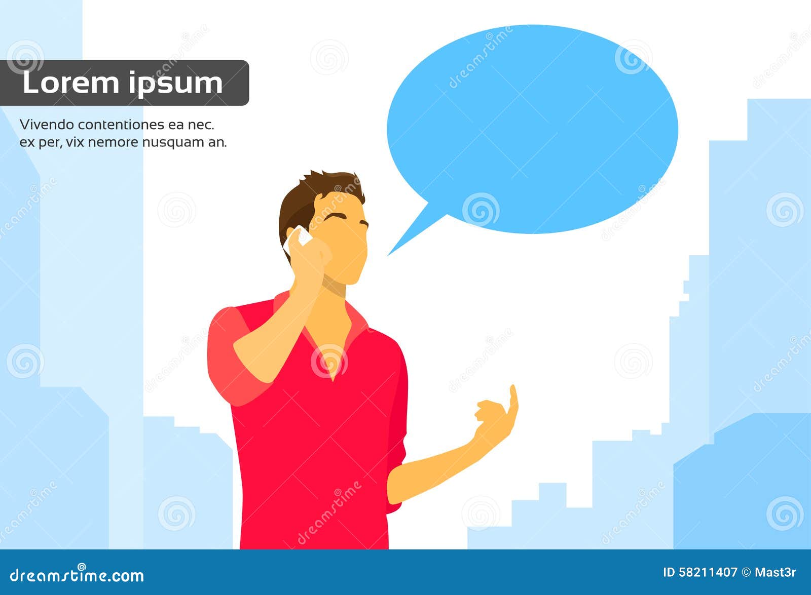 Casual Man Smart Phone Talk Chat Box Communication Stock Vector ...