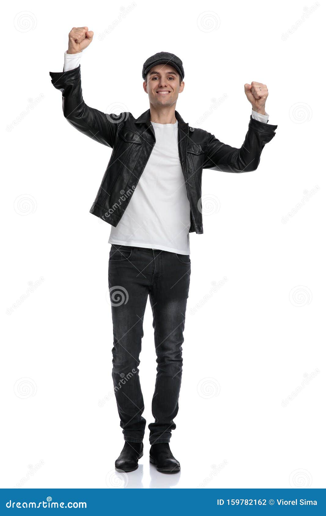 Casual Man Standing with Hands Up in the Air Victorious Stock Photo ... Casual Man Standing with Hands Up in the Air Victorious Stock Photo ...