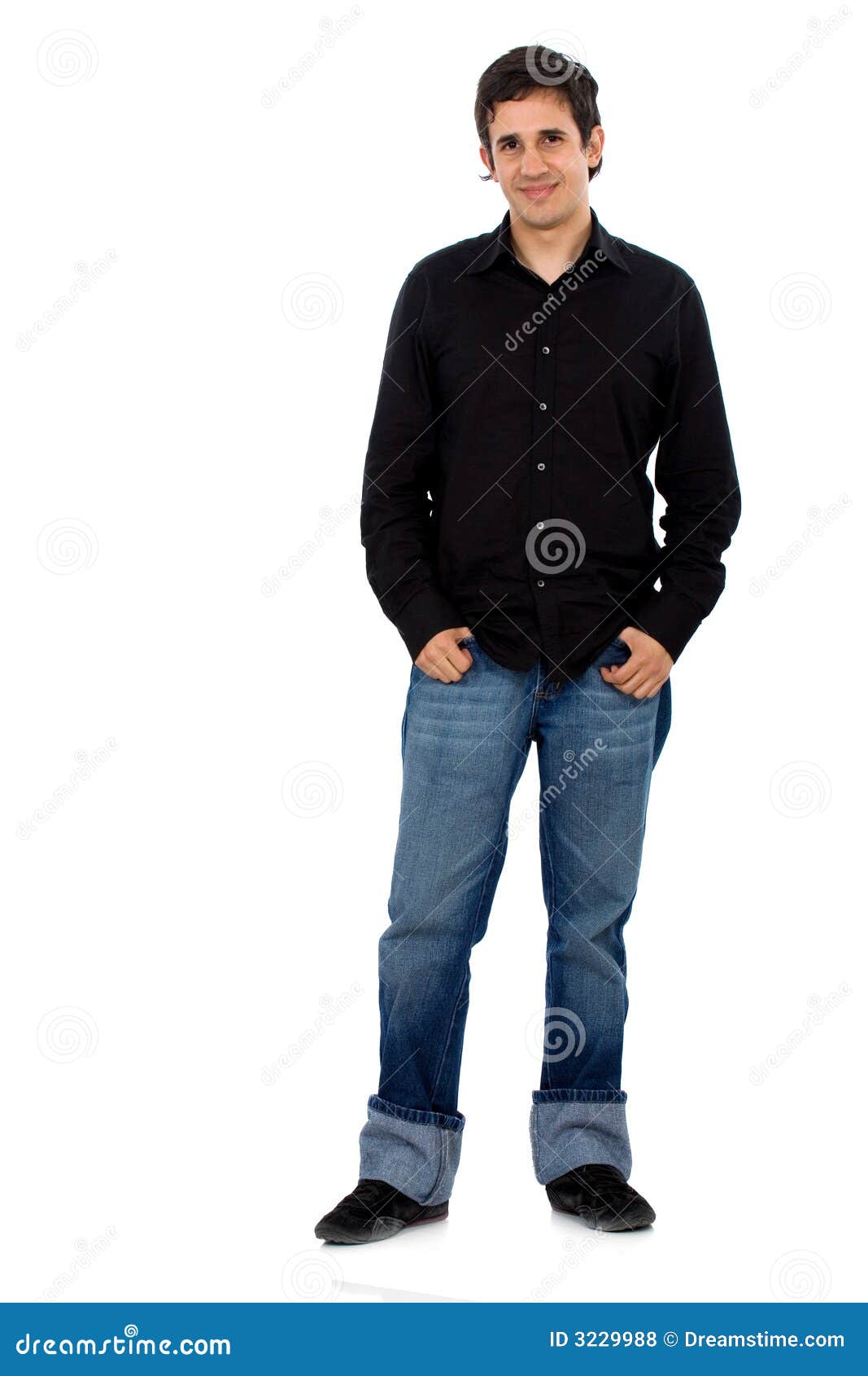 Casual Man Standing On White Stock Photo - Image of friendly, casual ...