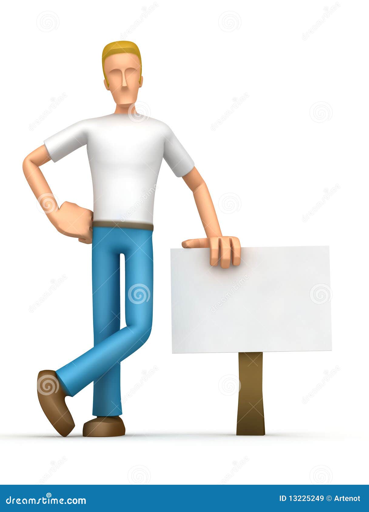 Casual Man Stands beside the Blank Board Stock Illustration ...