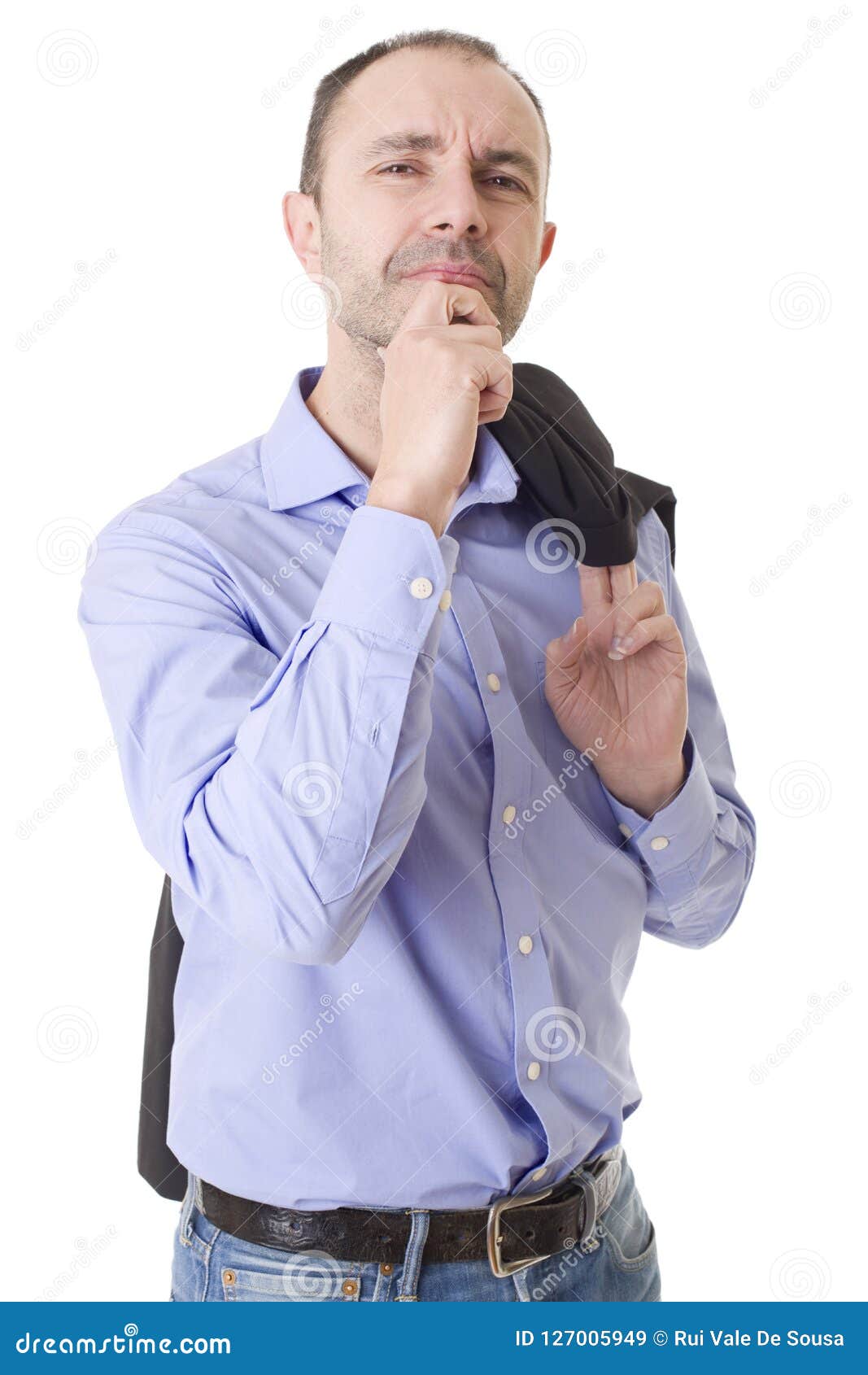 Casual man thinking stock image. Image of people, handsome - 127005949