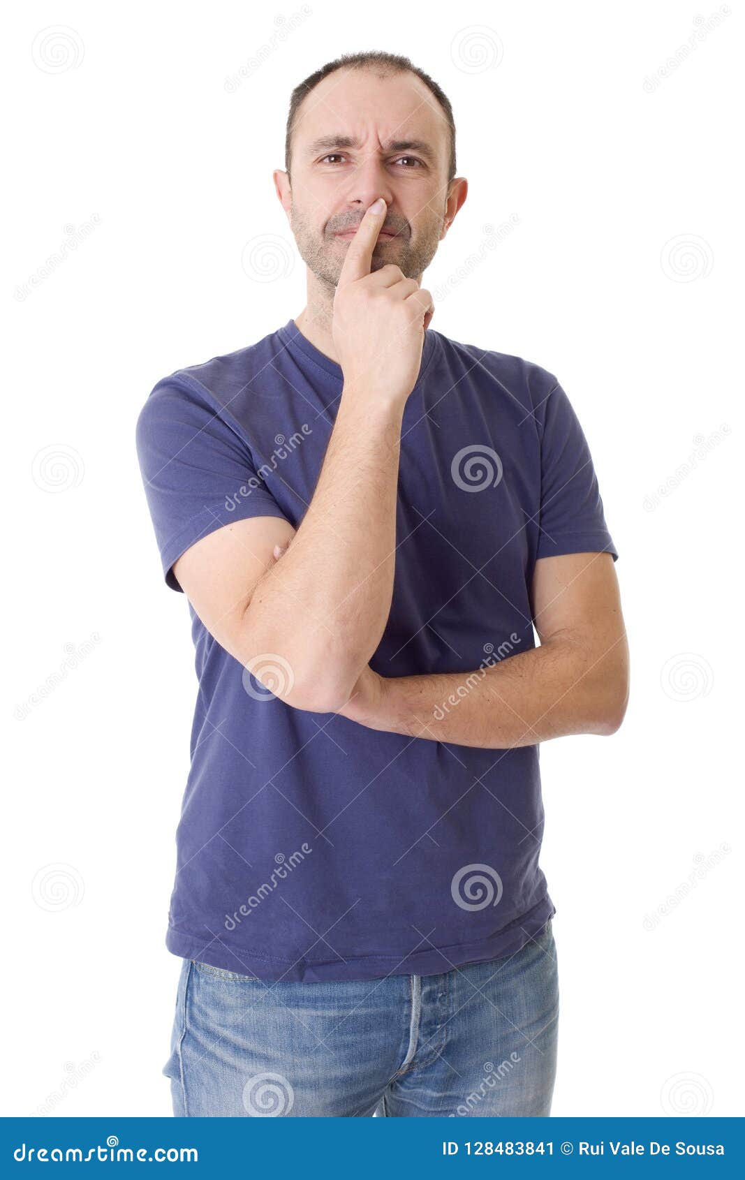 Casual man thinking stock image. Image of caucasian - 128483841