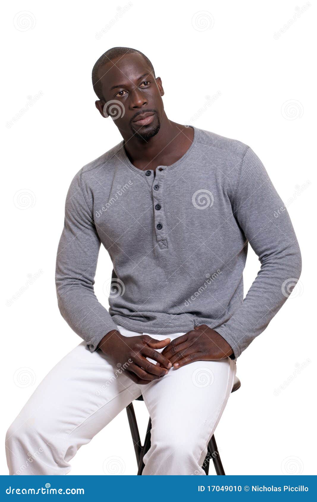 Casual Man on White stock photo. Image of model, seated - 17049010