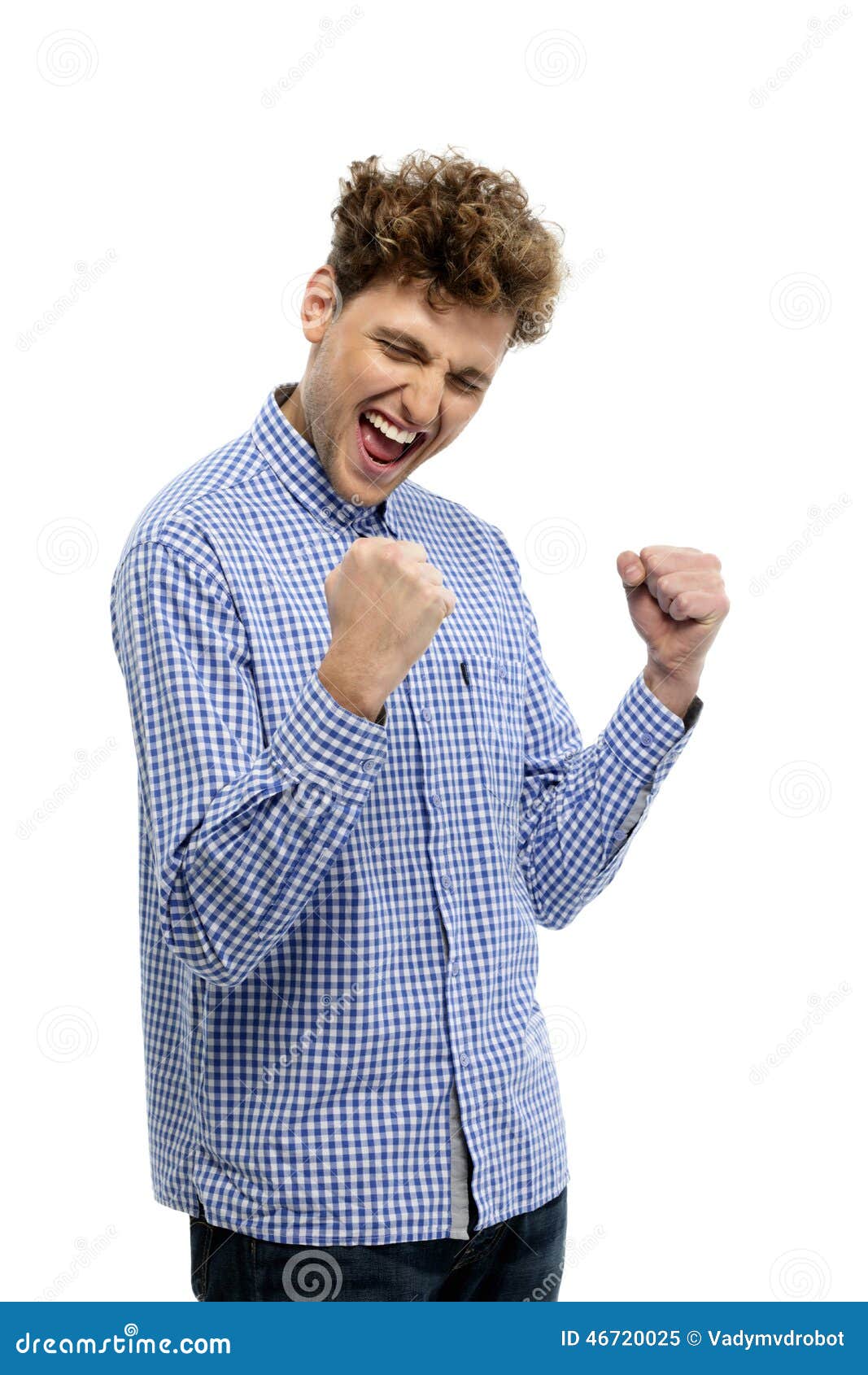 Casual Man Winning and Celebrating Stock Image - Image of toothy ...