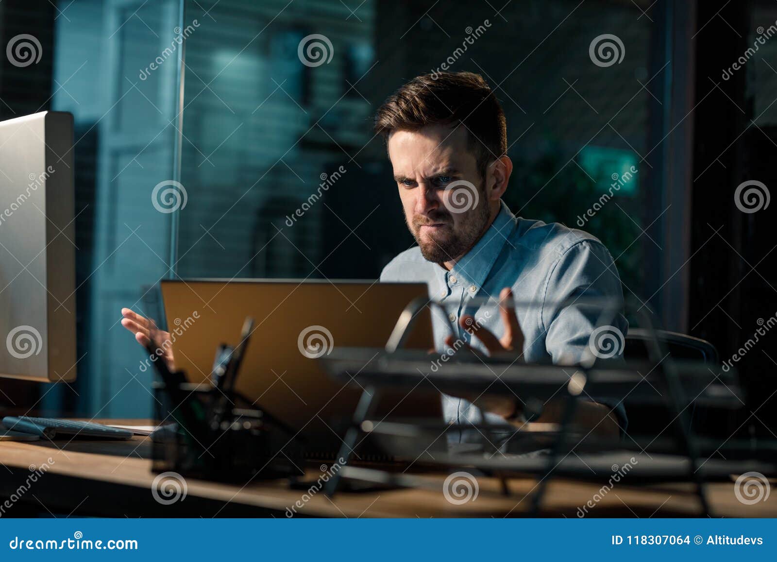 Man Having Problems with Electronics Stock Photo - Image of network ...