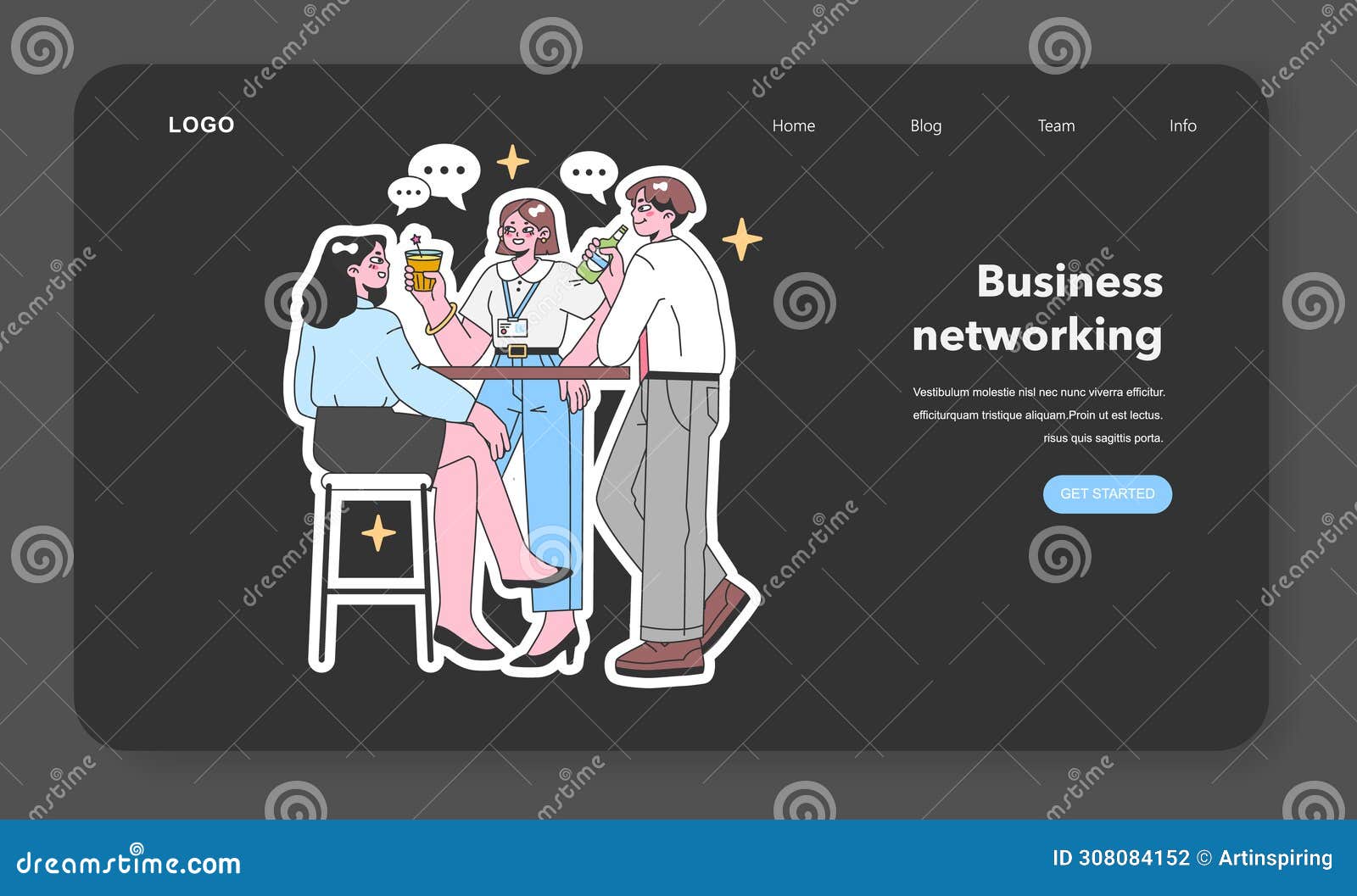 Casual Networking Concept. Flat Vector Illustration. Stock Vector ...