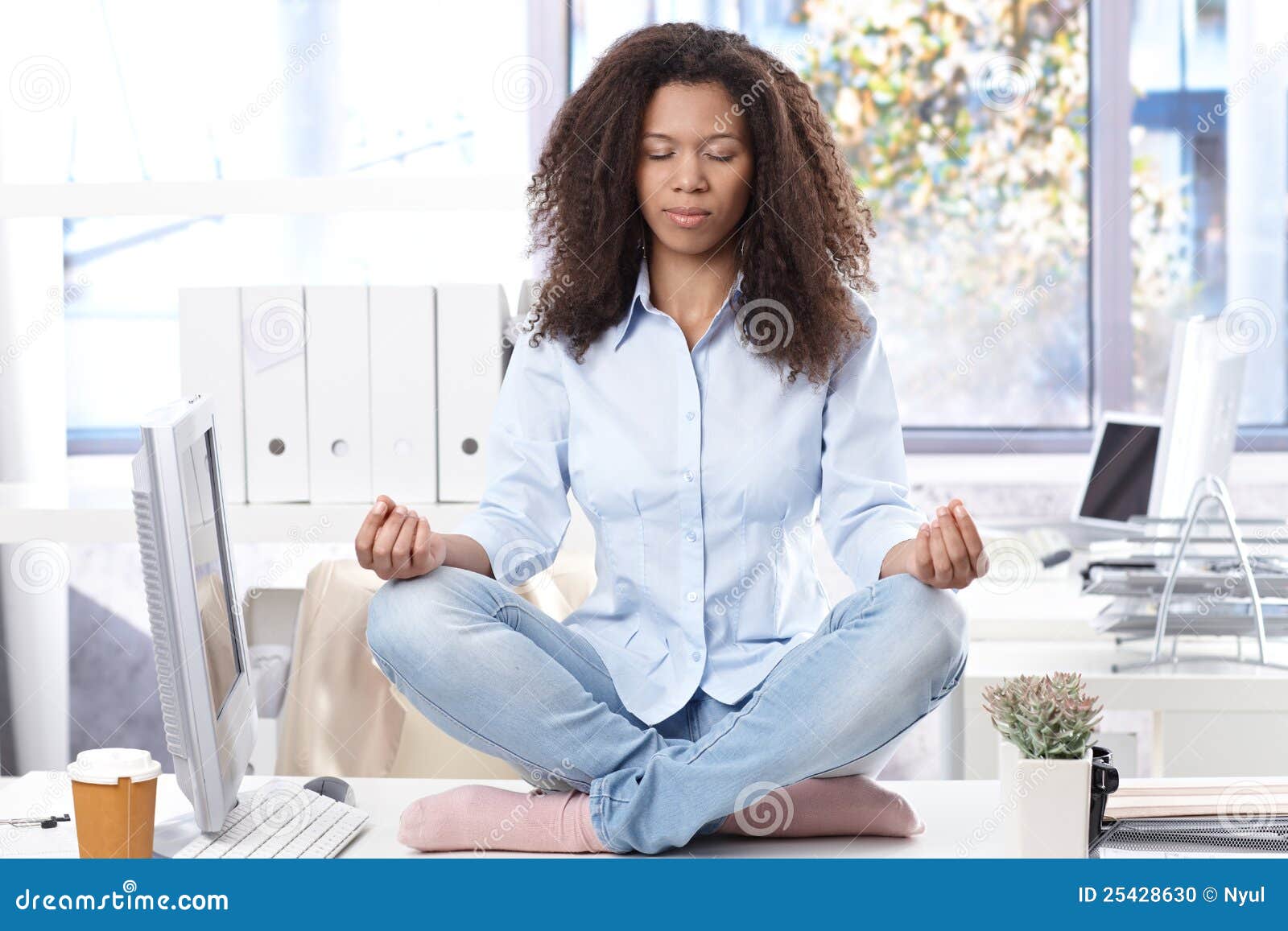 Casual Office Worker Relaxing at Office Stock Photo - Image of color ...