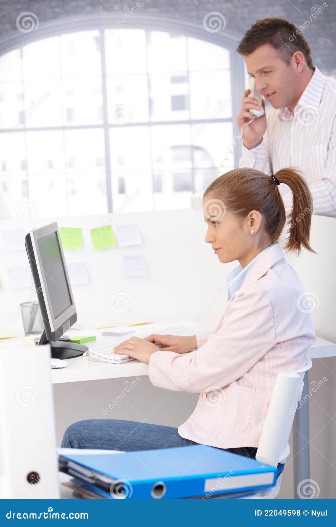 Casual Office Workers Busy in Office Stock Photo - Image of face ...