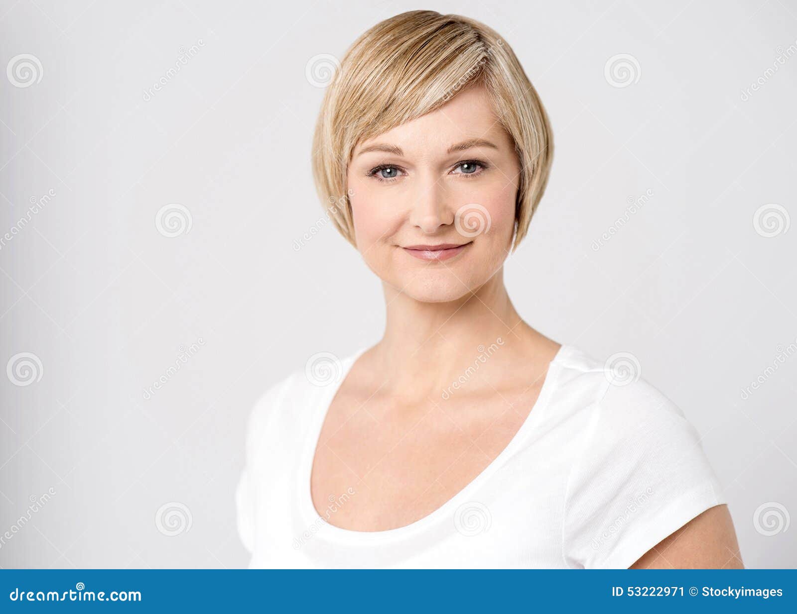 Casual Pose of Smiling Mid Woman Stock Image - Image of isolated ...