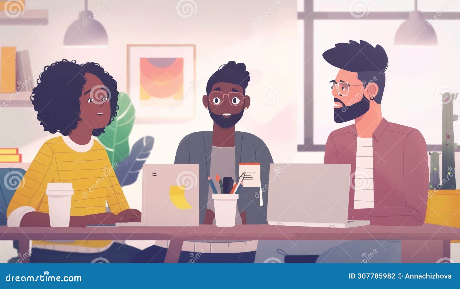 Casual Teamwork - Diverse Team of People Working Together with ...